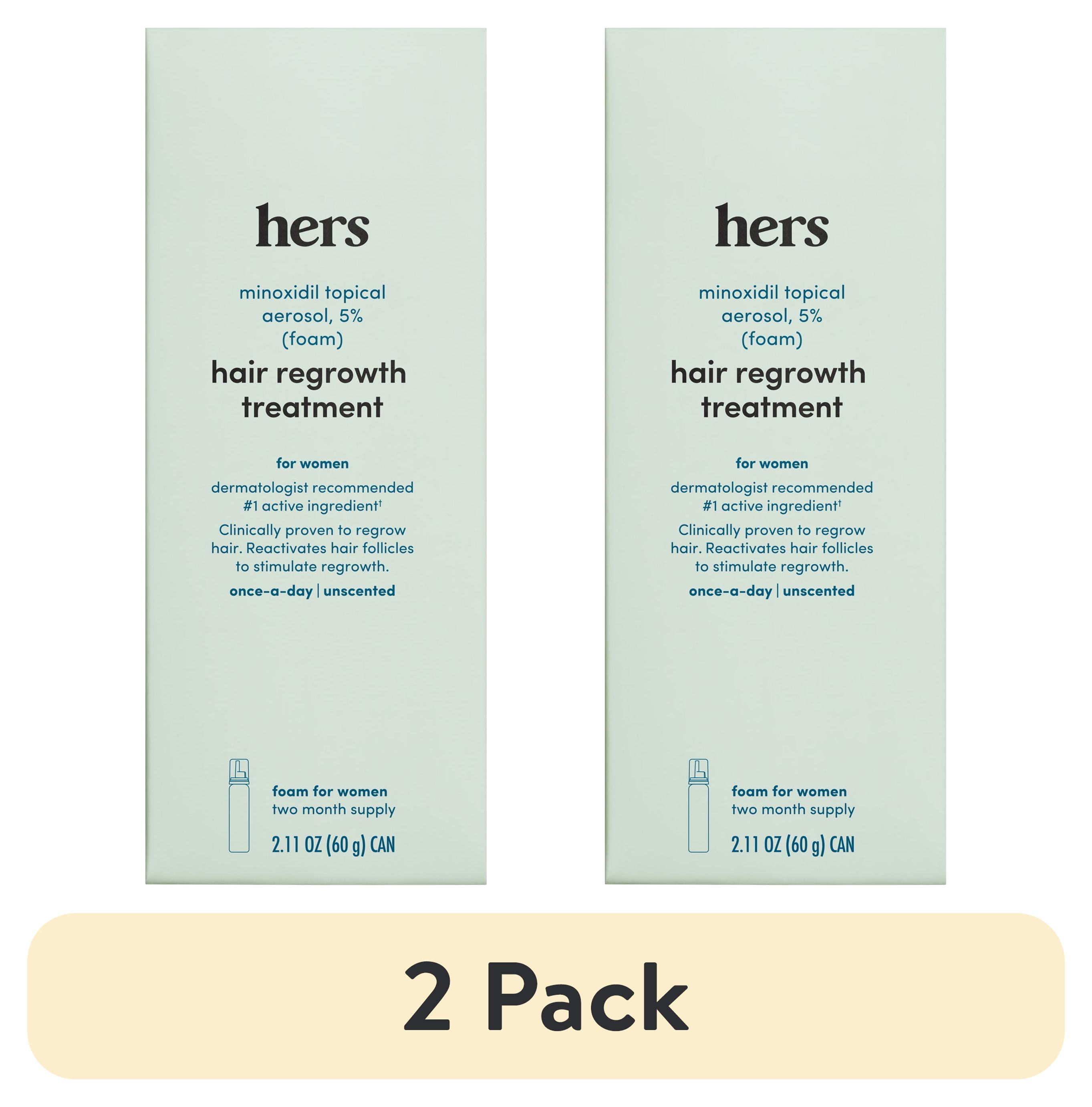 (2 pack) Hers Minoxidil 5% Topical Foam, Hair Regrowth Treatment for Women, 2.11 fl oz - Walmart.com