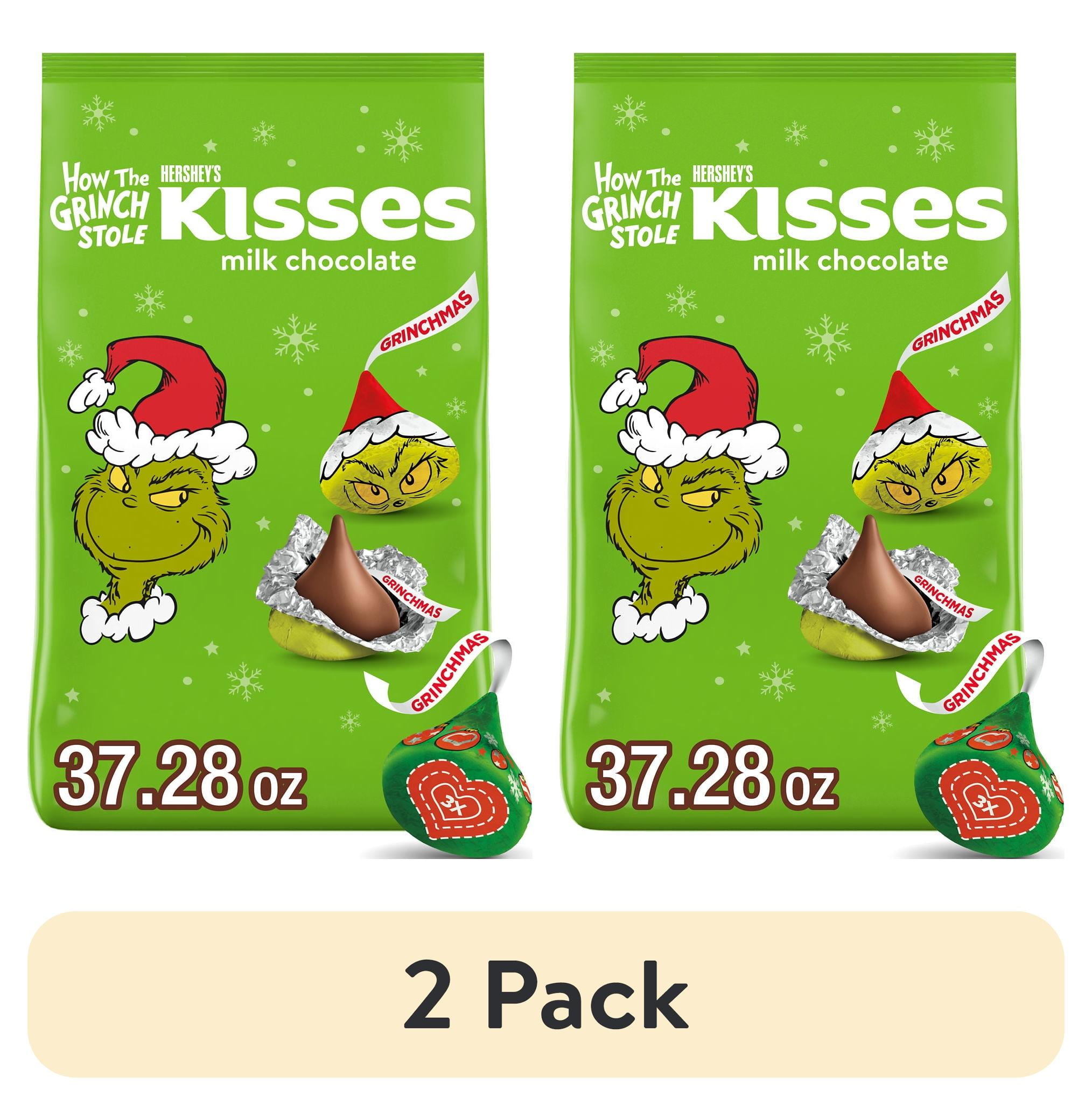 (2 pack) Hershey's Kisses Grinch Milk Chocolate Christmas Candy, Bulk ...