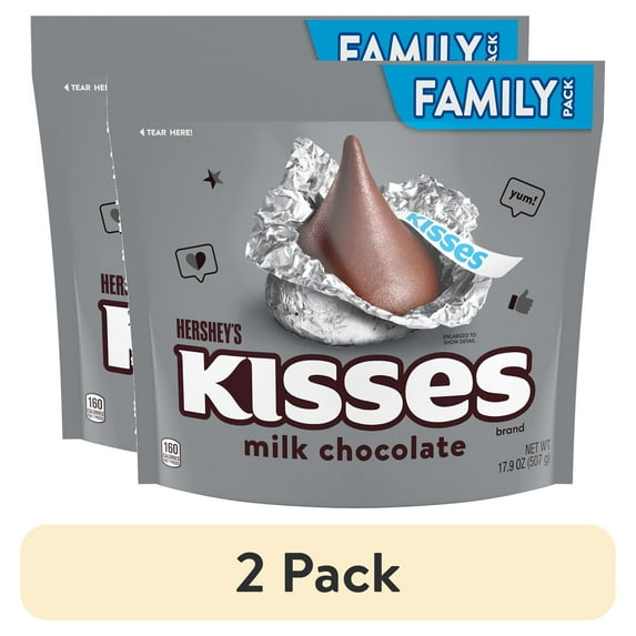 (2 pack) Hershey's Kisses Milk Chocolate Candy, Family Pack 17.9 oz ...