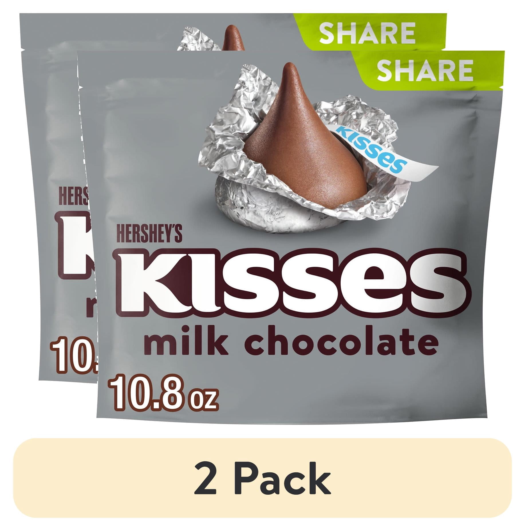 (2 pack) Hershey's Kisses Milk Chocolate Candy, Share Pack 10.8 oz ...