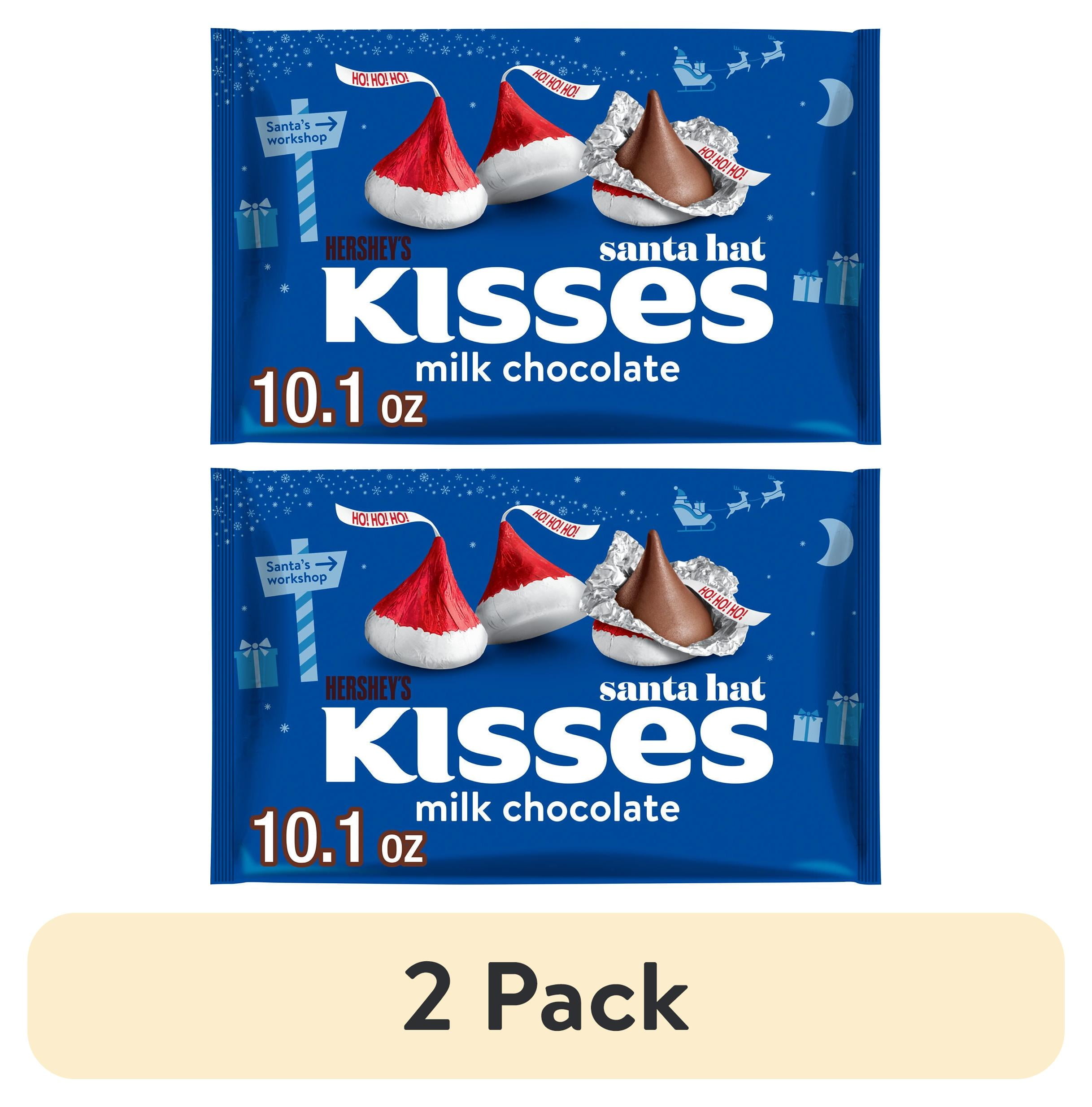 (2 pack) Hershey's Kisses Milk Chocolate Santa Hat Christmas Holiday ...