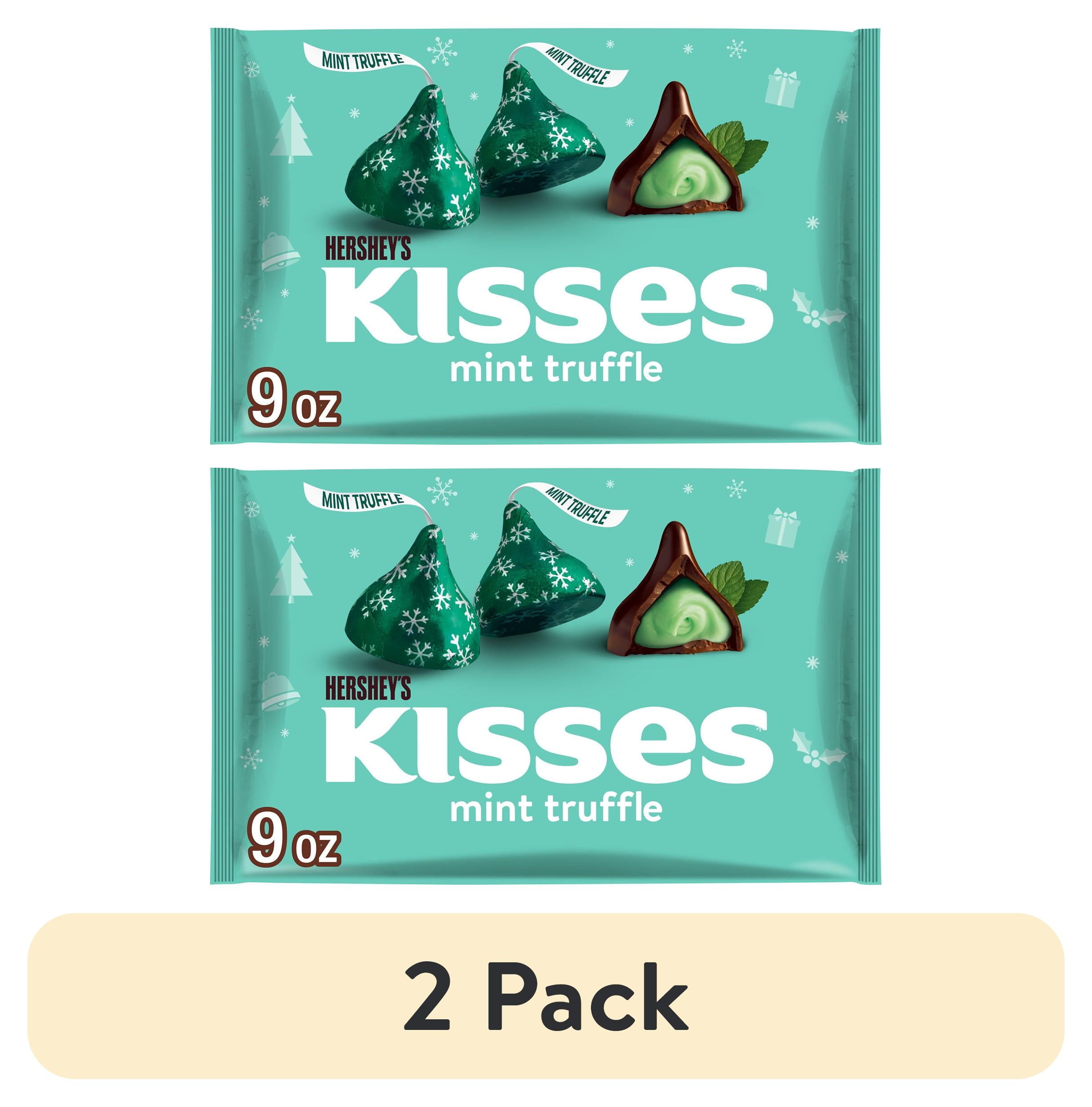 (2 pack) Hershey's Kisses Mint Truffle Flavored Christmas Candy, Bag 9 oz - Walmart.com