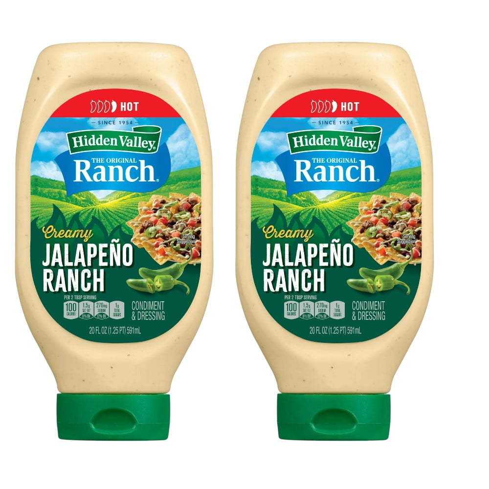 (2 pack) Hidden Valley Creamy Jalapeño Ranch Condiment and Dressing, 20 ...