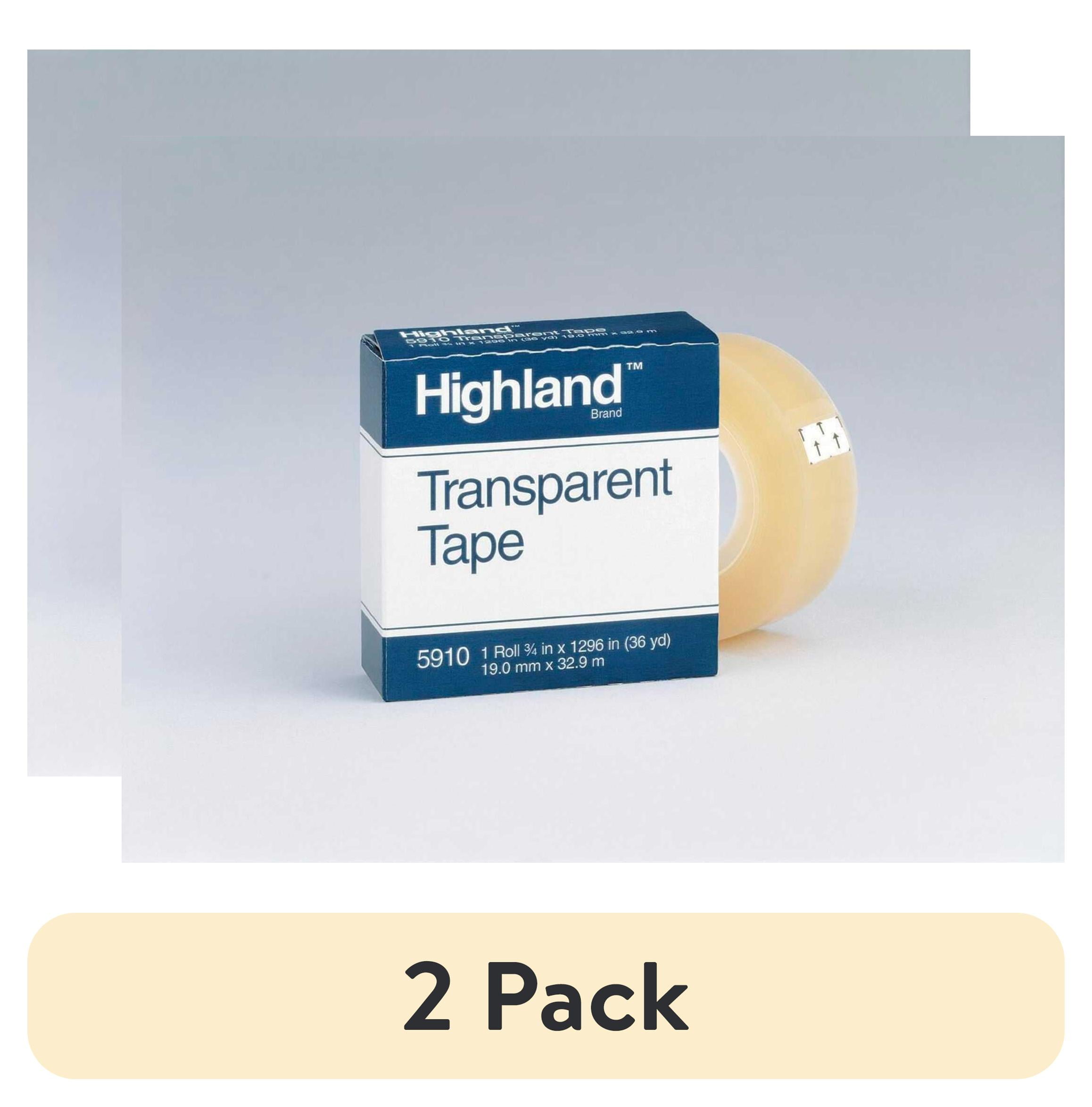 (2 pack) Highland 5910 1 in. Core 0.75 in. x 36 yards Transparent Tape ...
