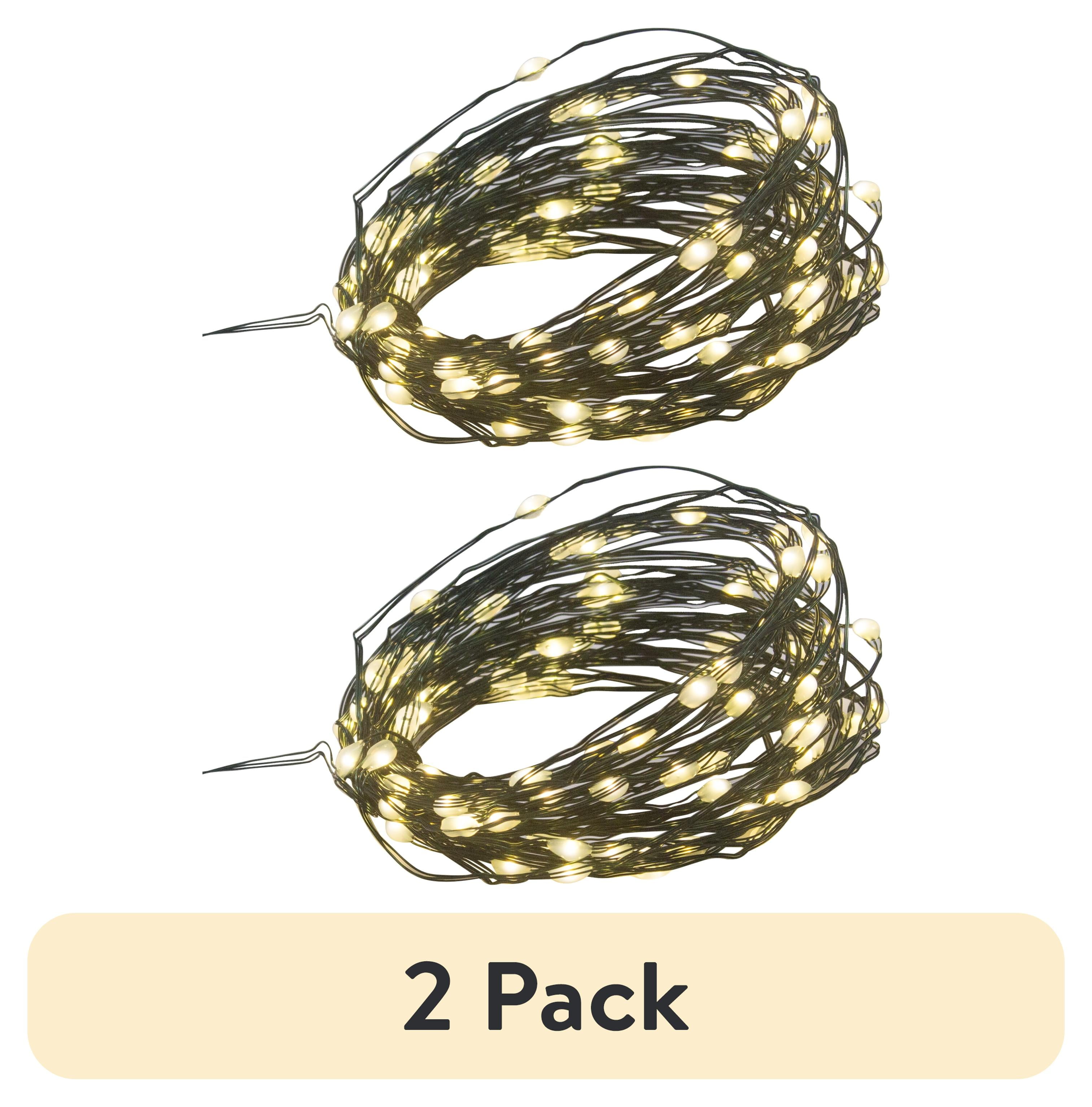 (2 pack) Holiday Time 100 Warm White Led Wire Light Set - Walmart.com