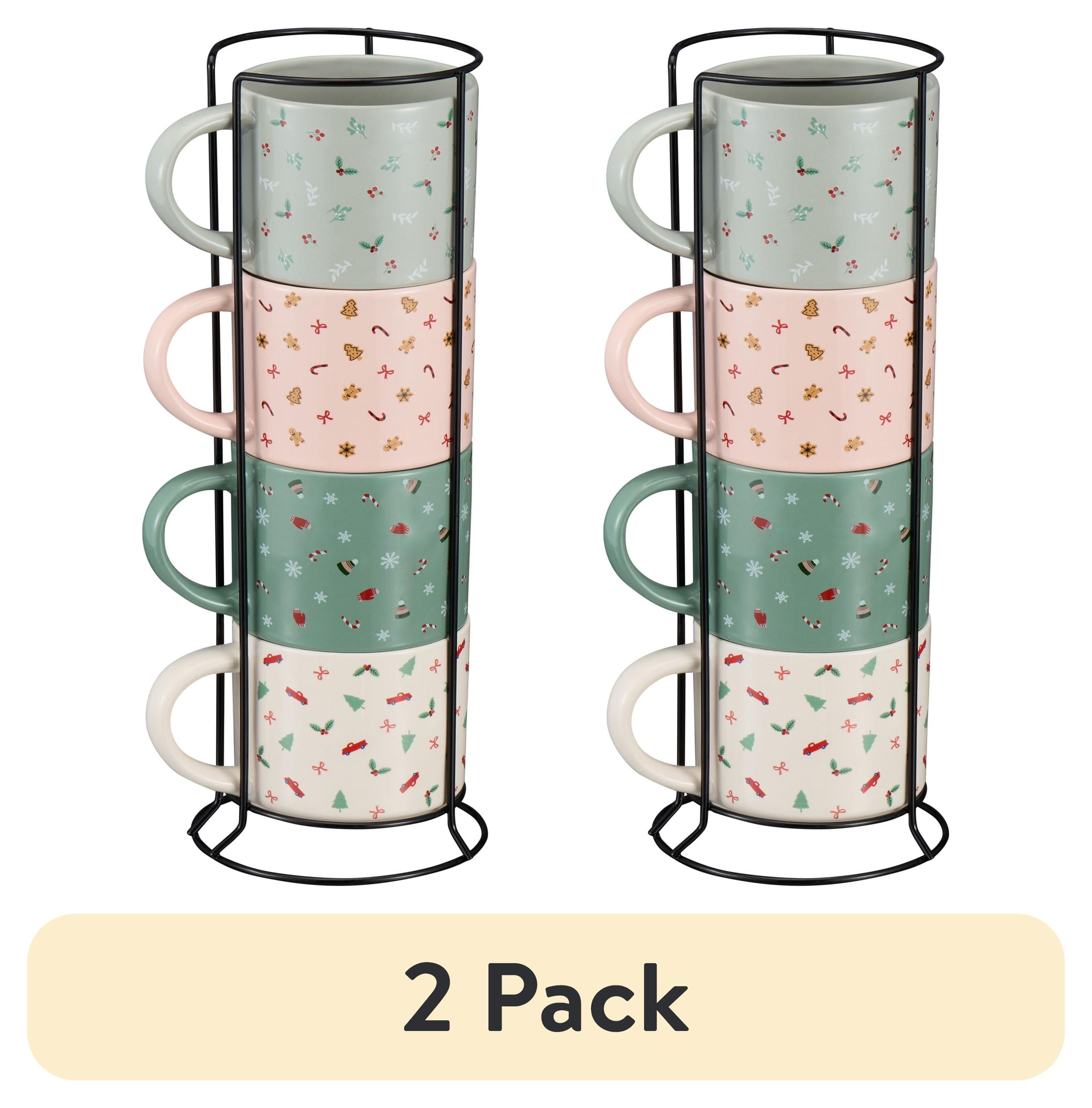 (2 pack) Holiday Time 11-oz Holiday Ditsy Print Glazed Stoneware ...