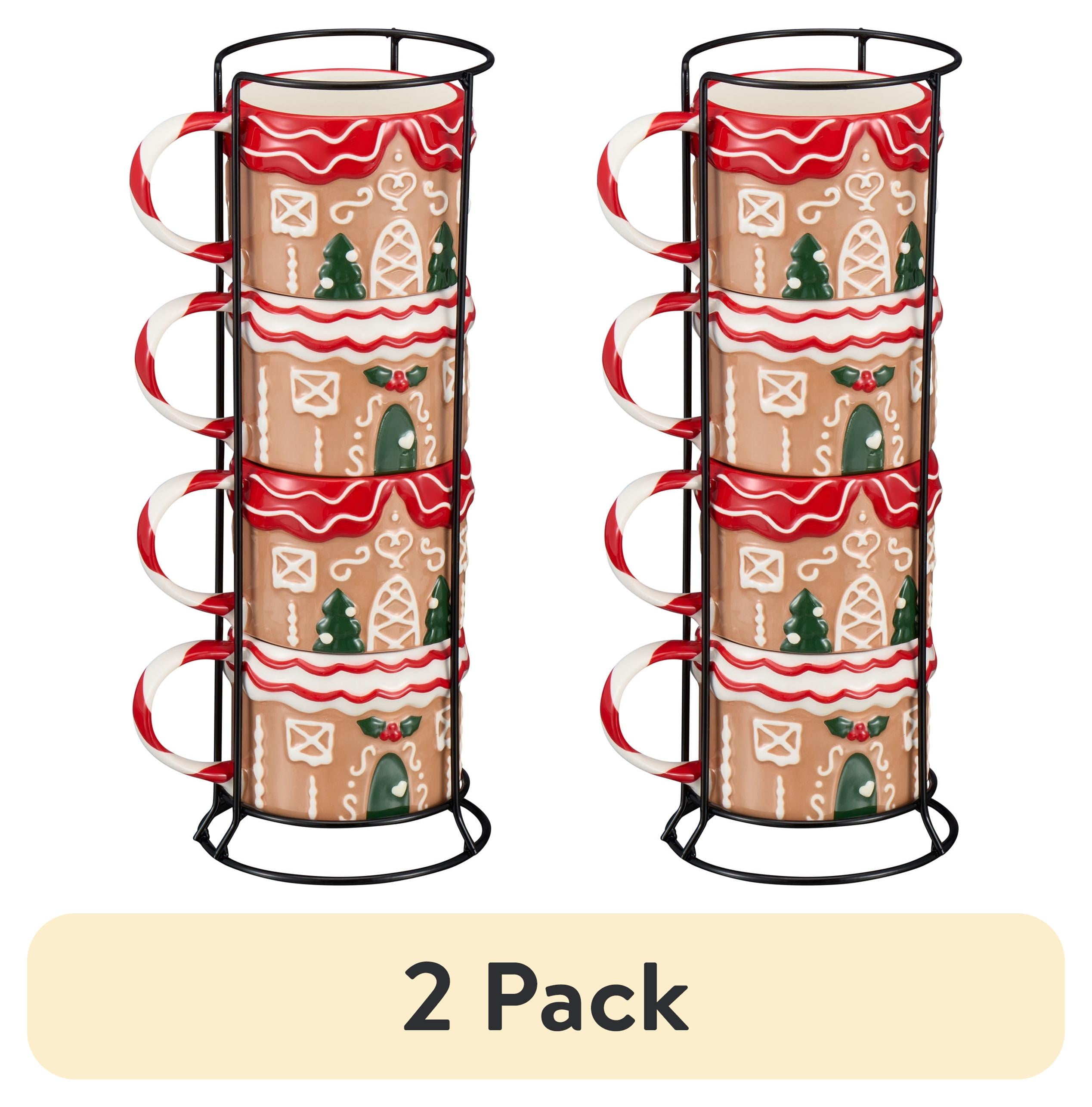 (2 pack) Holiday Time 12oz Gingerbread House Glazed Stoneware Ceramic ...