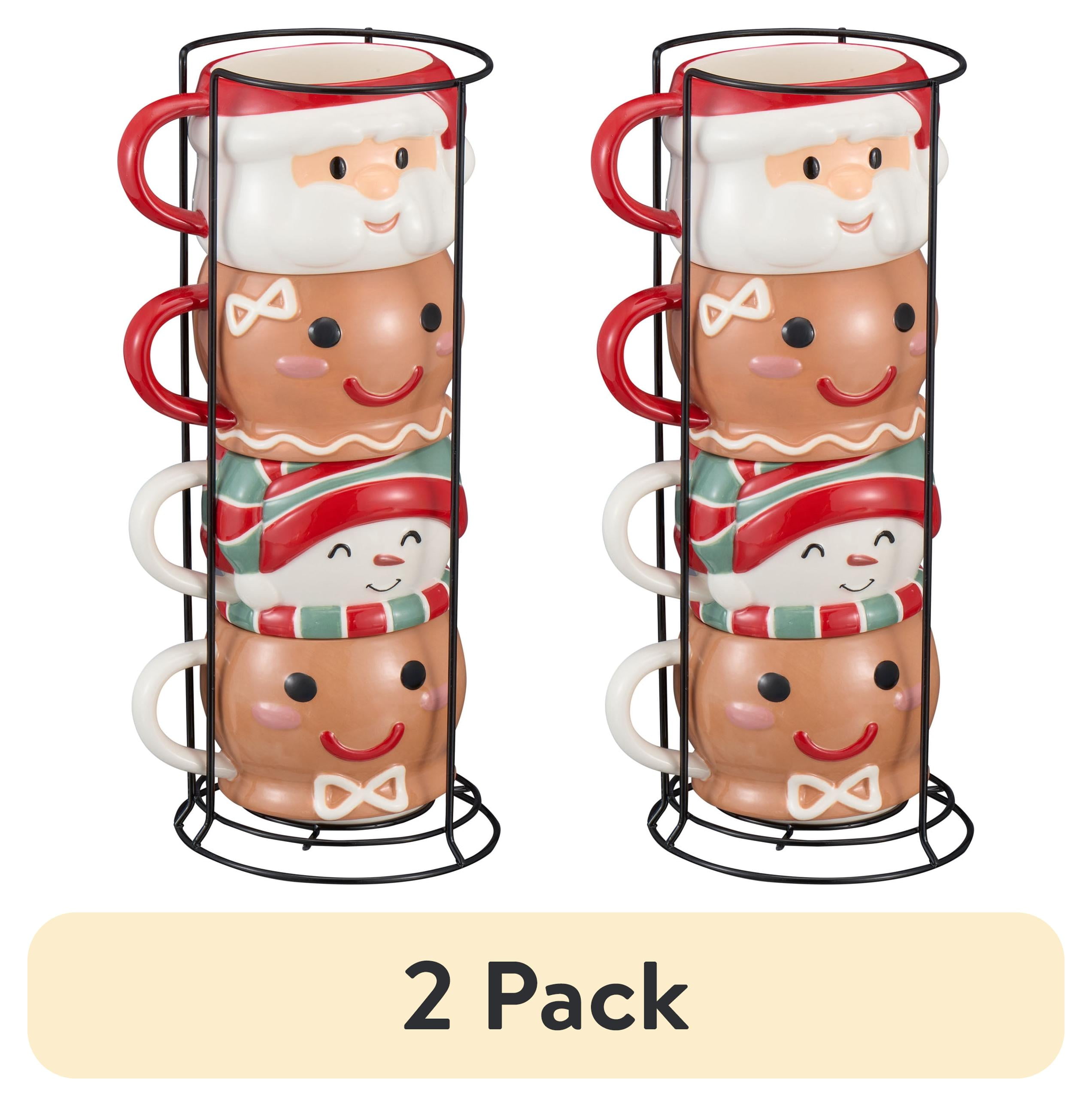 (2 pack) Holiday Time 12oz Holiday Characters Glazed Stoneware Ceramic ...