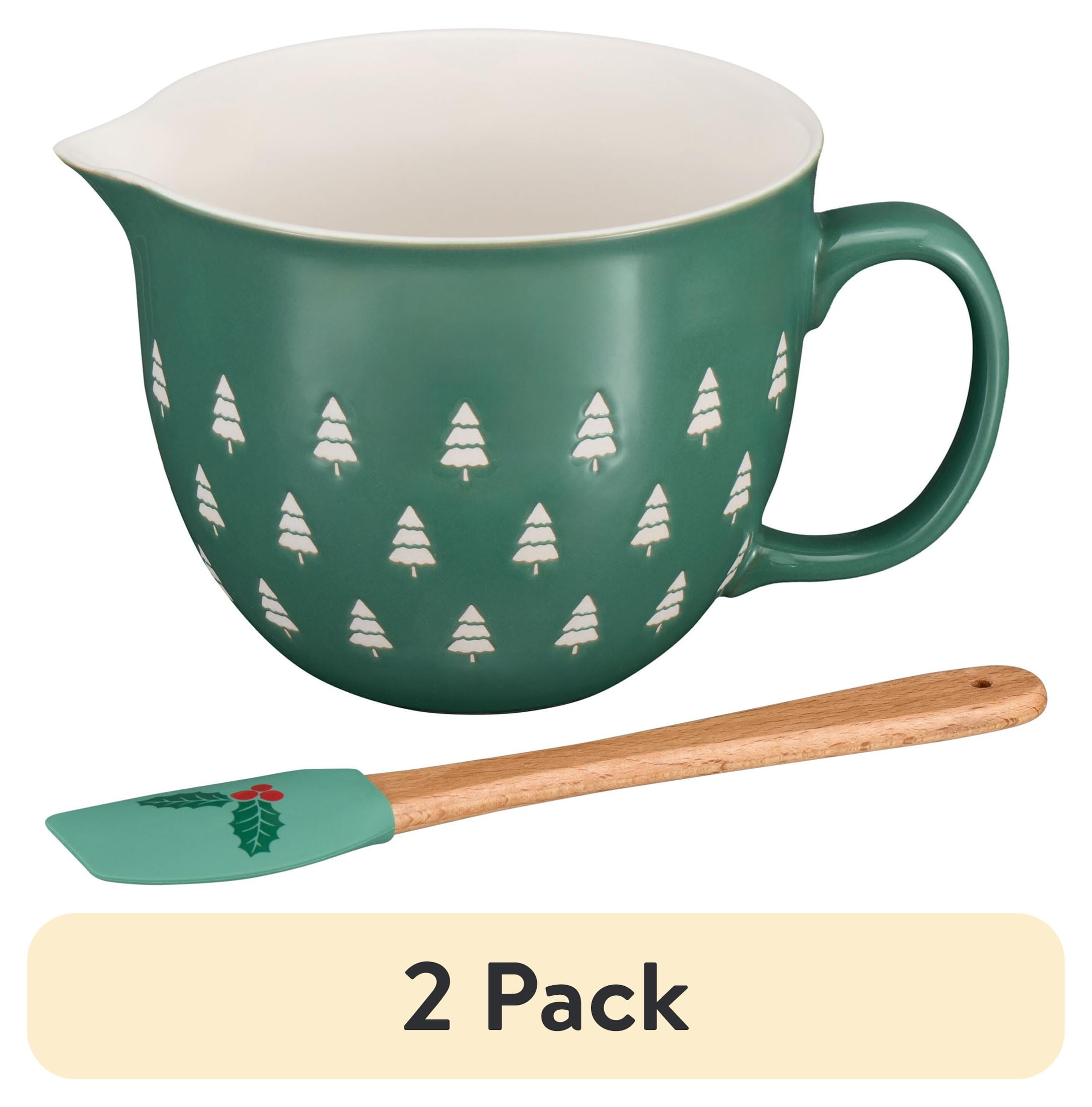 Holiday Time Christmas Mixing Gift 2-Piece Stoneware Batter Bowl ...