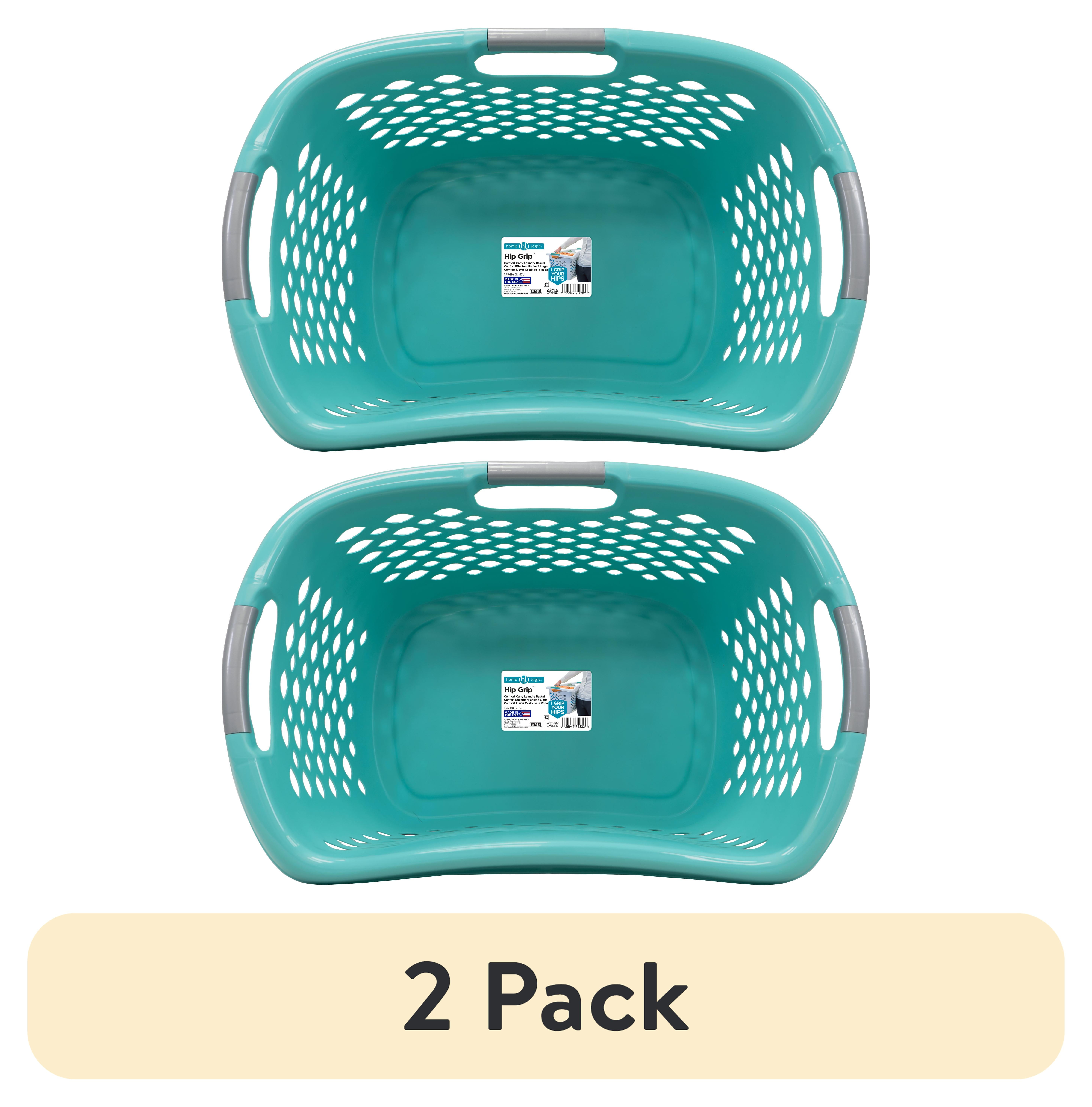 (2 pack) Home Logic 1.8 Bushel Hip Grip Plastic Laundry Basket, Teal ...