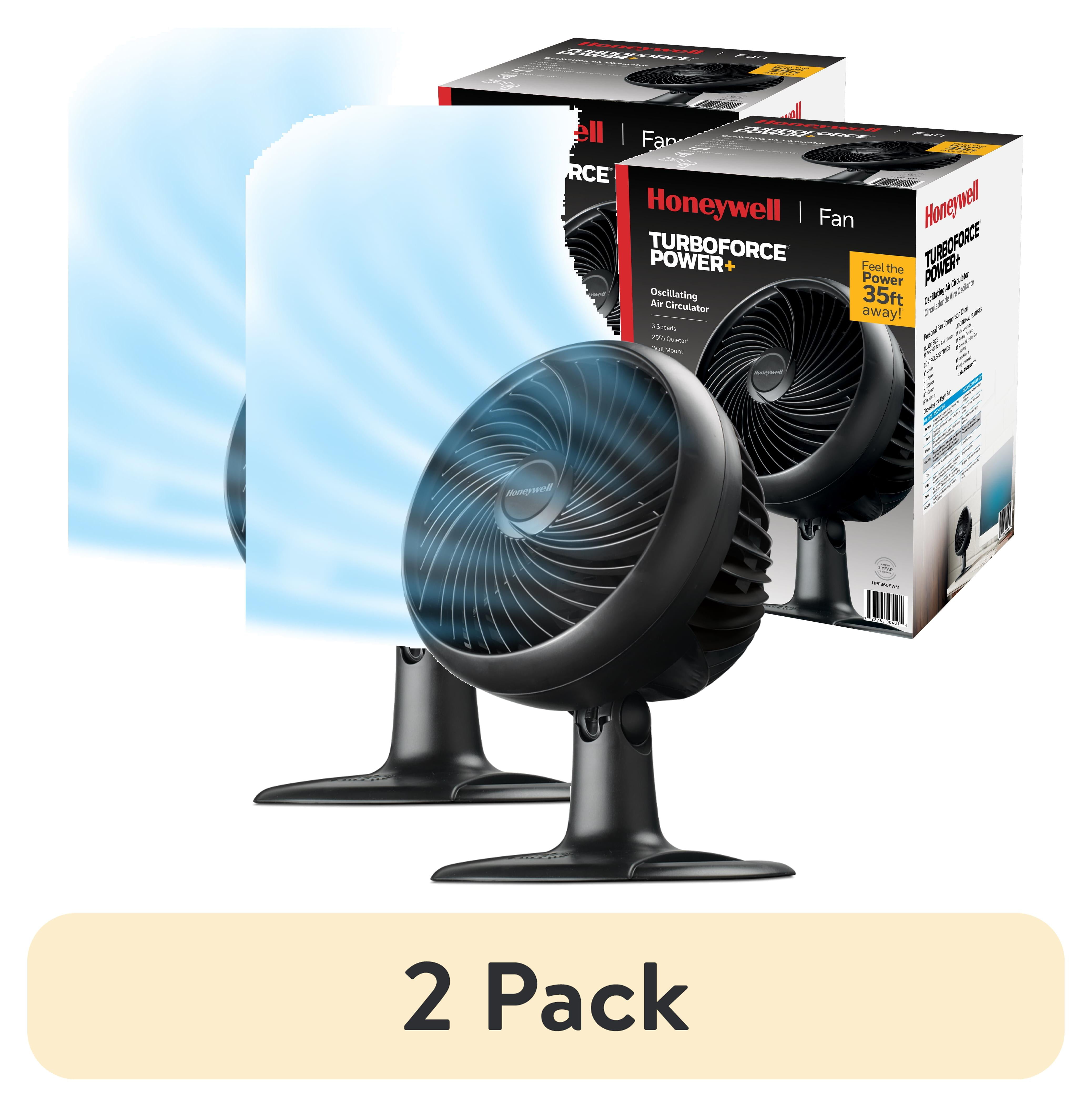 (2 pack) Honeywell 10" Black Turbo Force Power Oscillating Table Fan ...