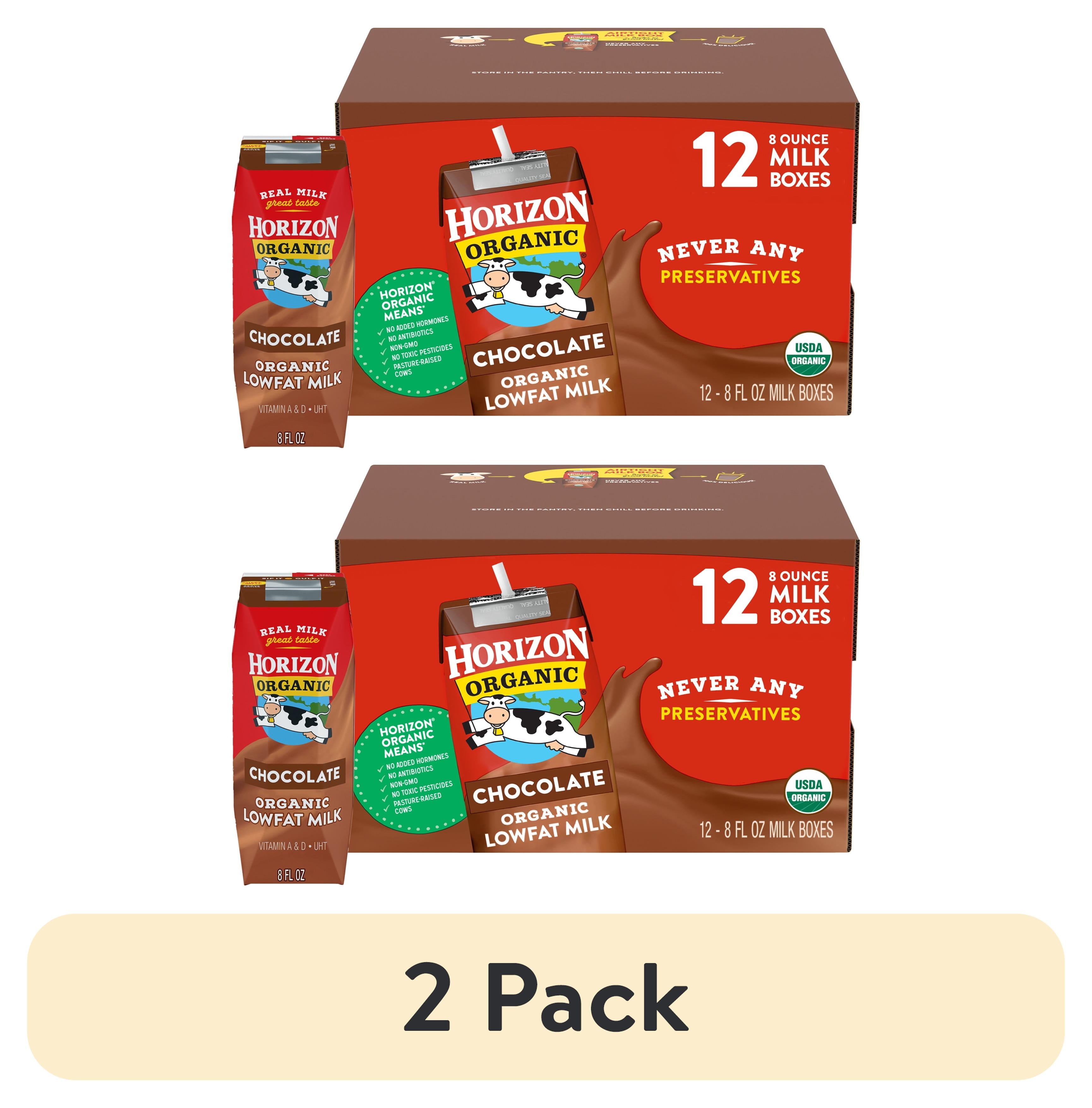 (2 pack) Horizon Organic Shelf Stable 1% Lowfat Chocolate Milk Boxes, 8 ...