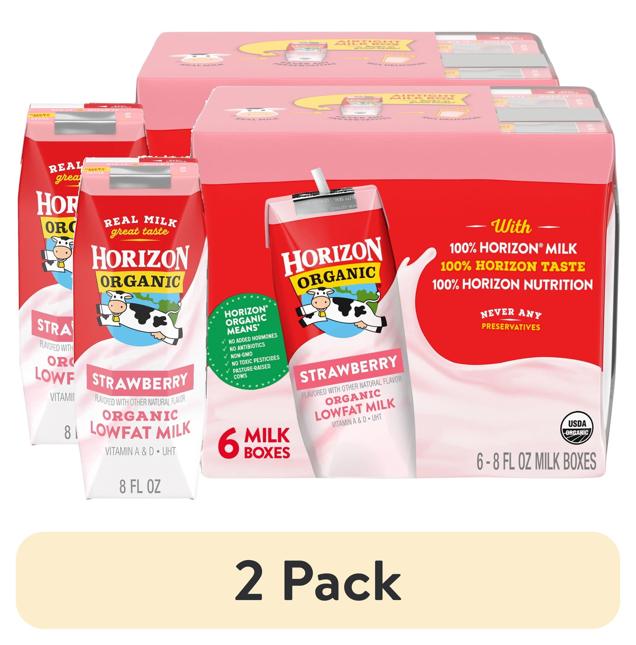 (2 pack) Horizon Organic Shelf Stable 1% Lowfat Strawberry Milk Boxes ...