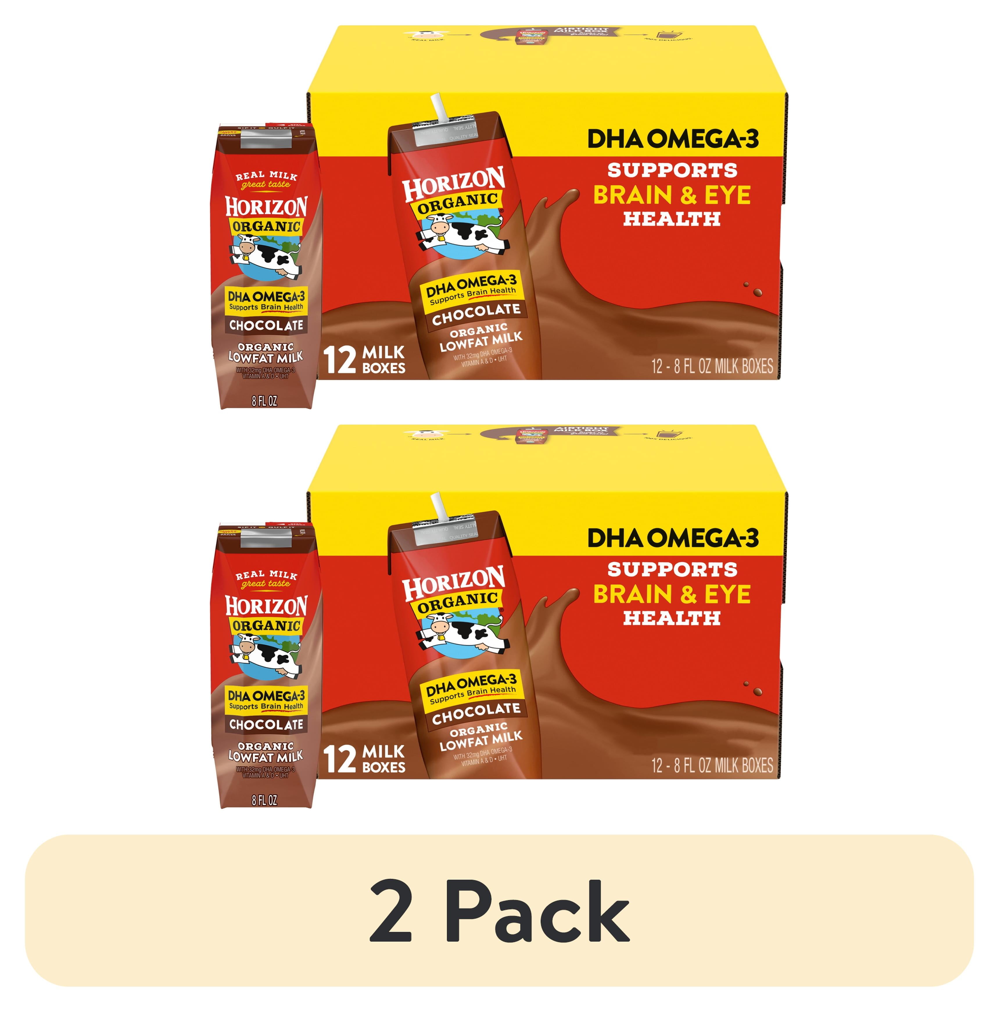 (2 pack) Horizon Organic Shelf-Stable 1% Low Fat Milk Boxes with DHA ...