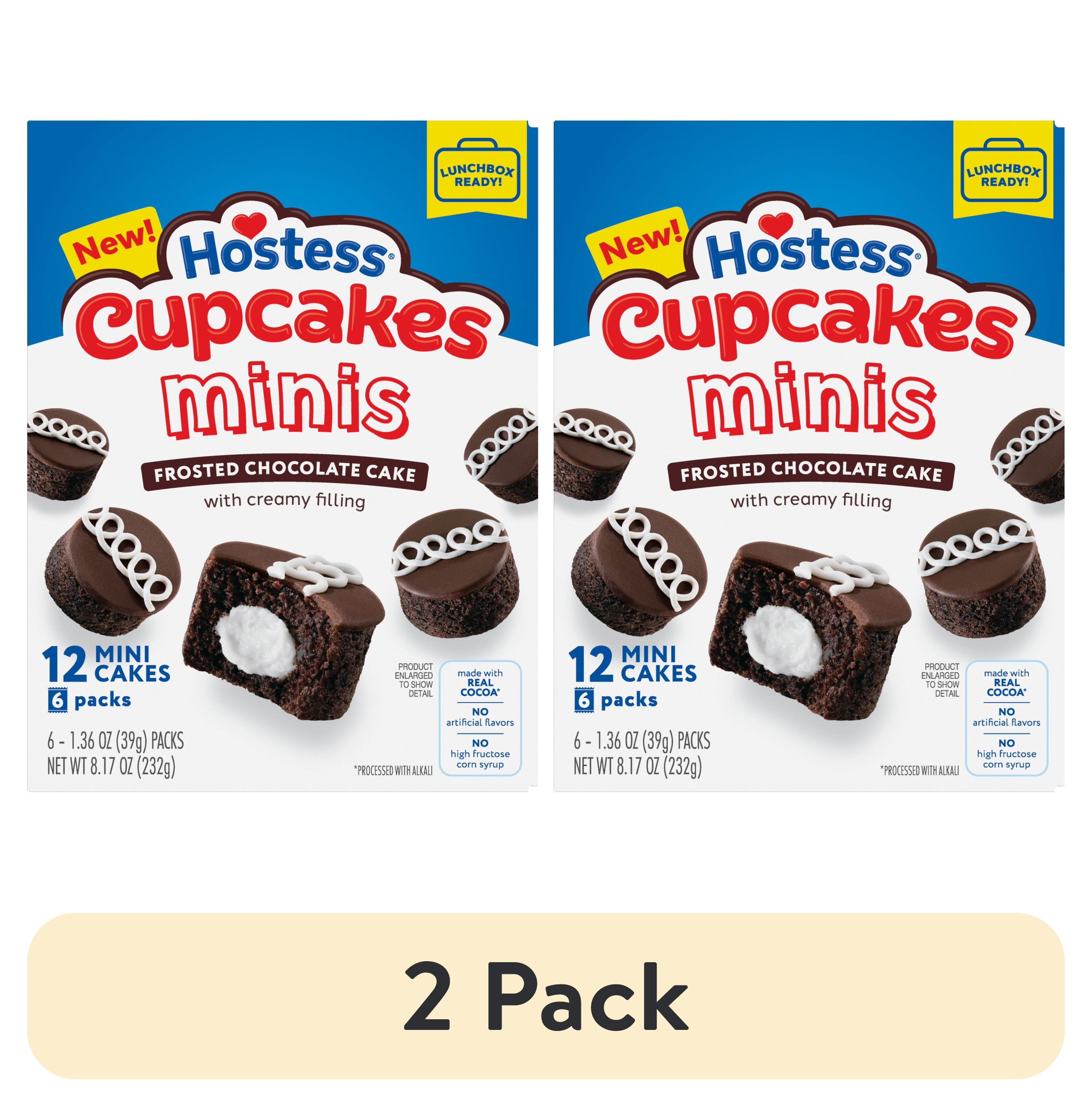 (2 pack) Hostess Cupcakes Minis, Chocolate Snack Cakes, 8.17 oz Box (6 ...