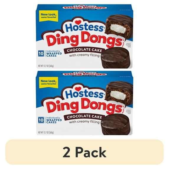 (2 pack) Hostess Ding Dongs Snack Cakes, Chocolate Flavor, 12.7 oz Box ...