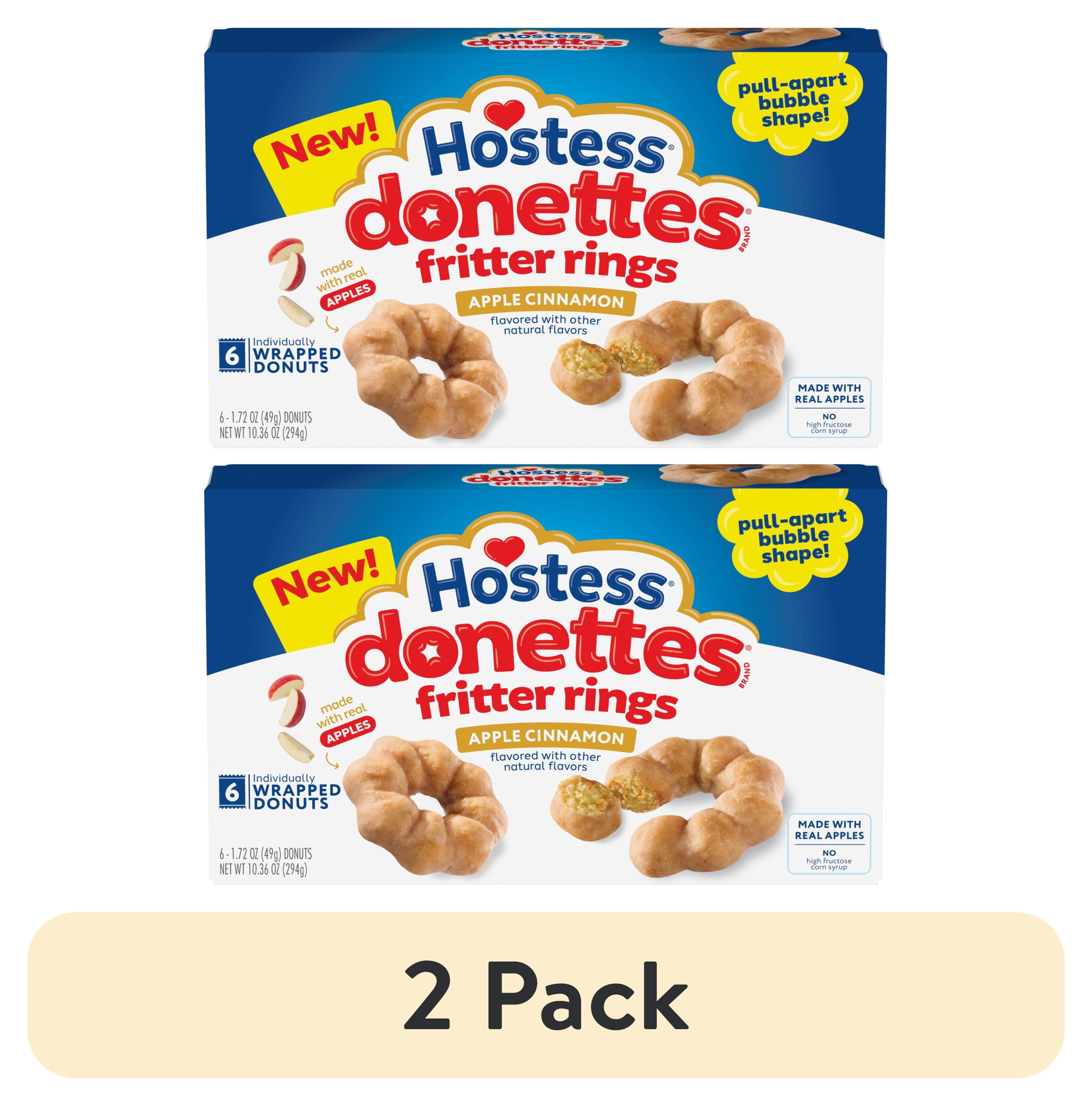 (2 pack) Hostess Donettes Fritter Rings Apple Cinnamon Flavored Donuts ...