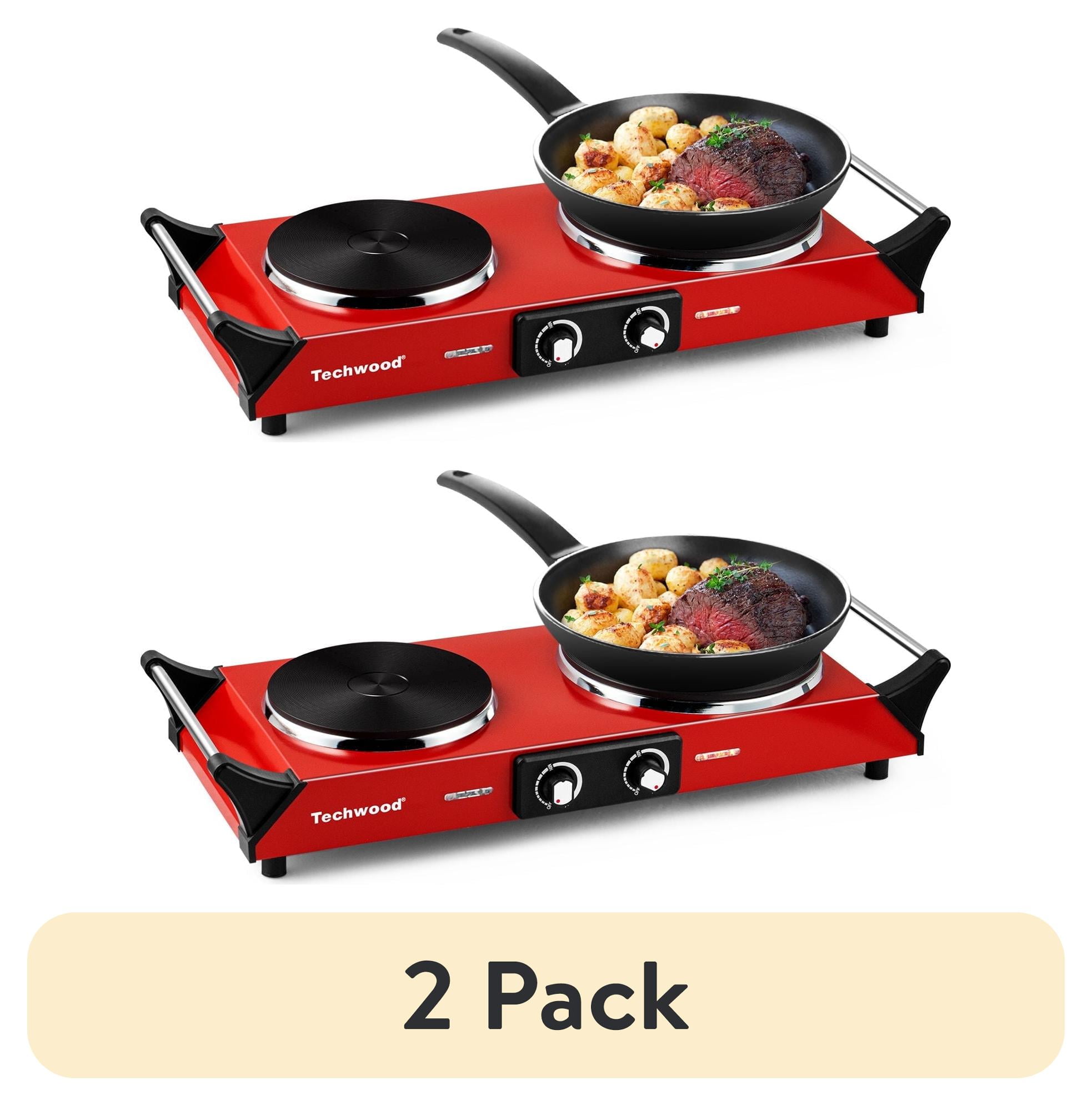 (2 pack) Techwood 1800W Portable Electric Stove with Dual Burners ...