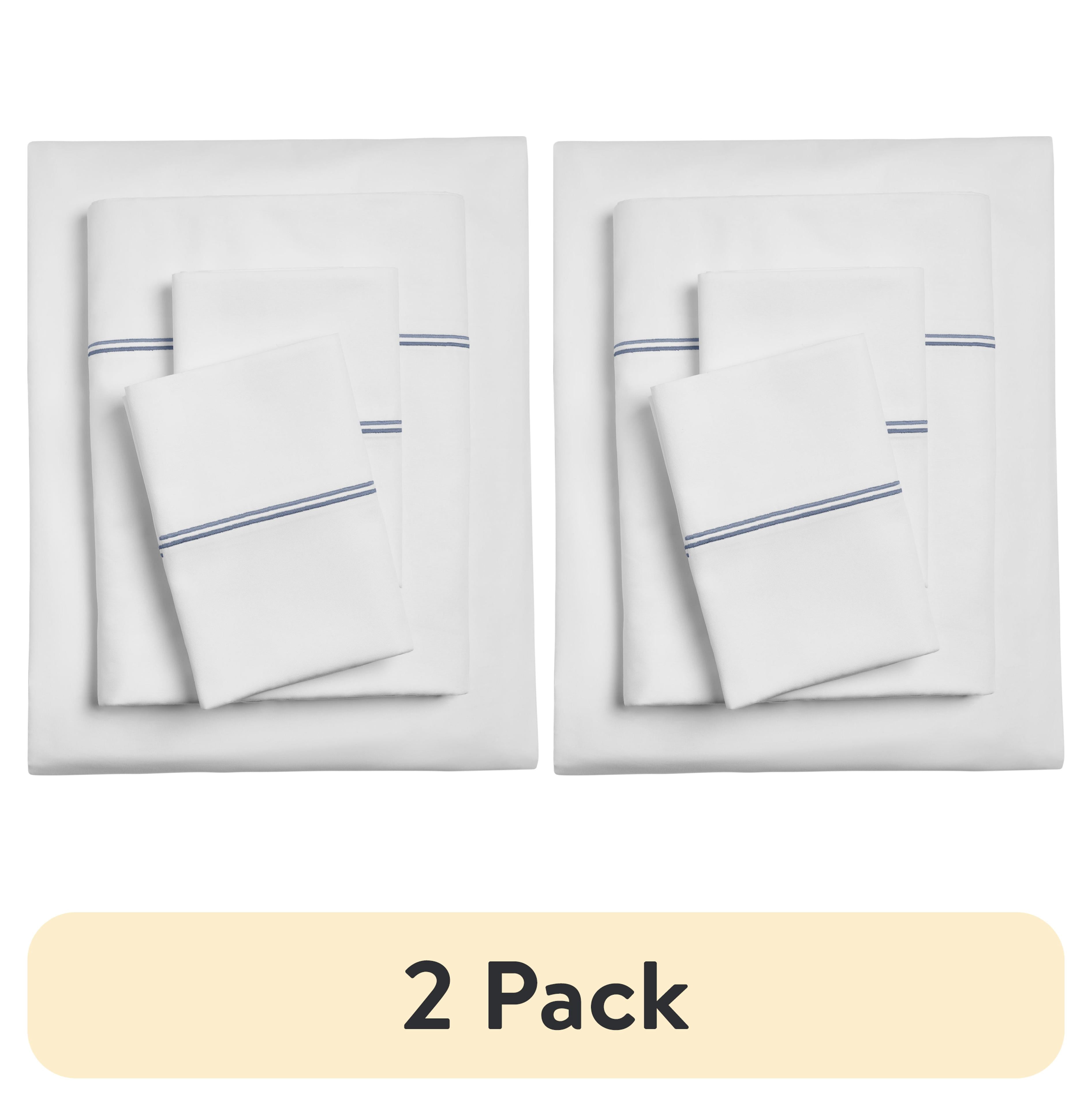 (2 pack) Hotel Style 4-Piece 300 Thread Count Gypsum and Washed Indigo ...