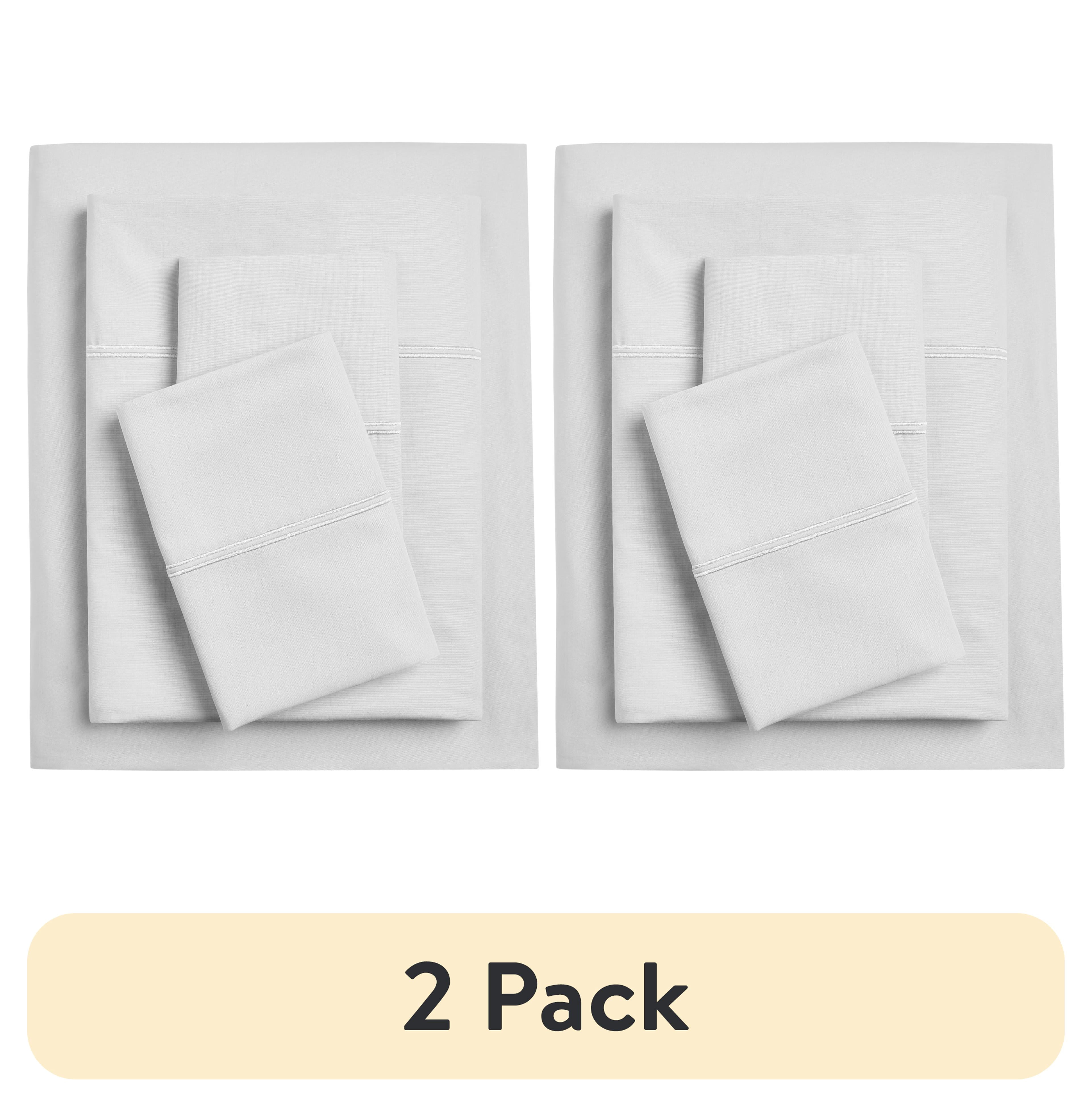 (2 pack) Hotel Style 4-Piece 300 Thread Count Silver Pima Cotton Bed ...