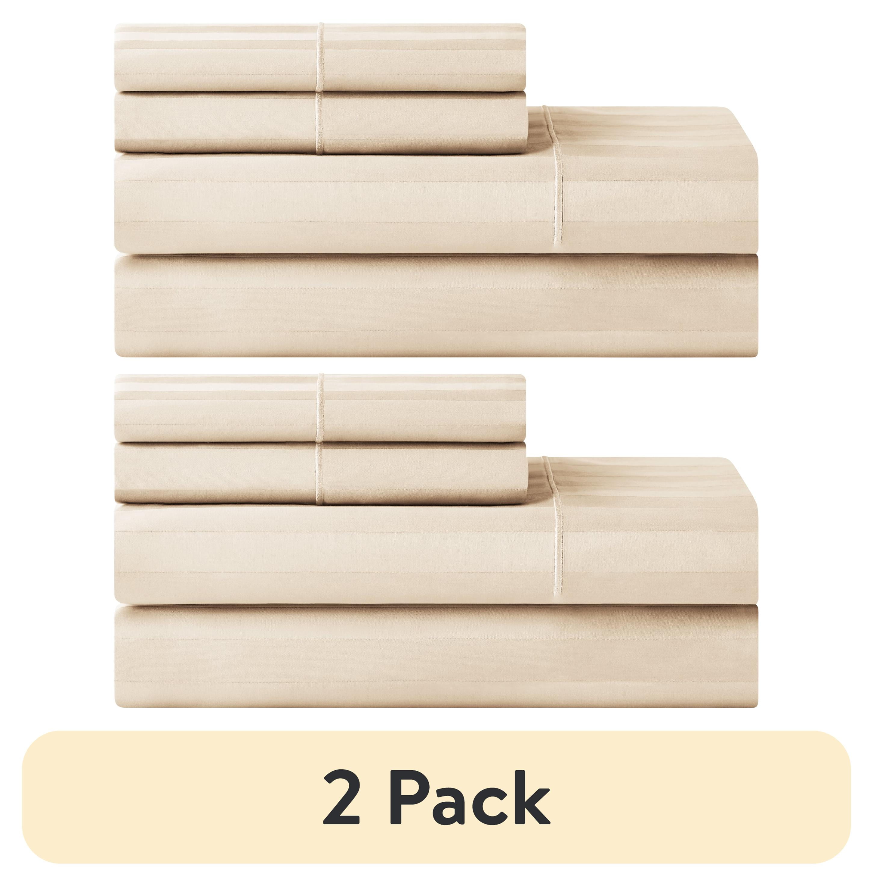 (2 pack) Hotel Style 4-Piece 600 Thread Count Tan Stripe Egyptian ...