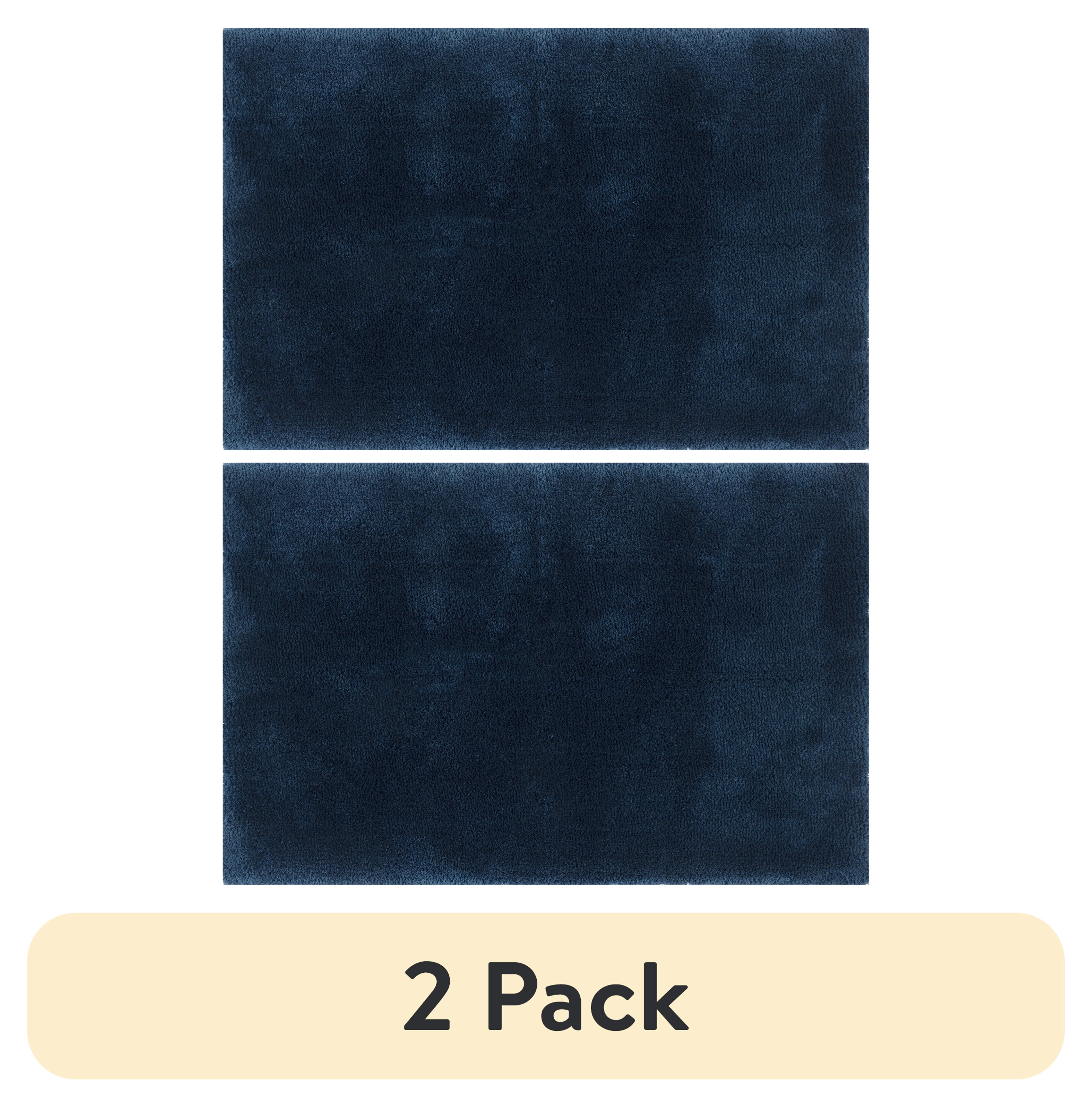 (2 pack) Hotel Style Blue 2-Piece Micro-Polyester 17" x 24" Bath Rug ...
