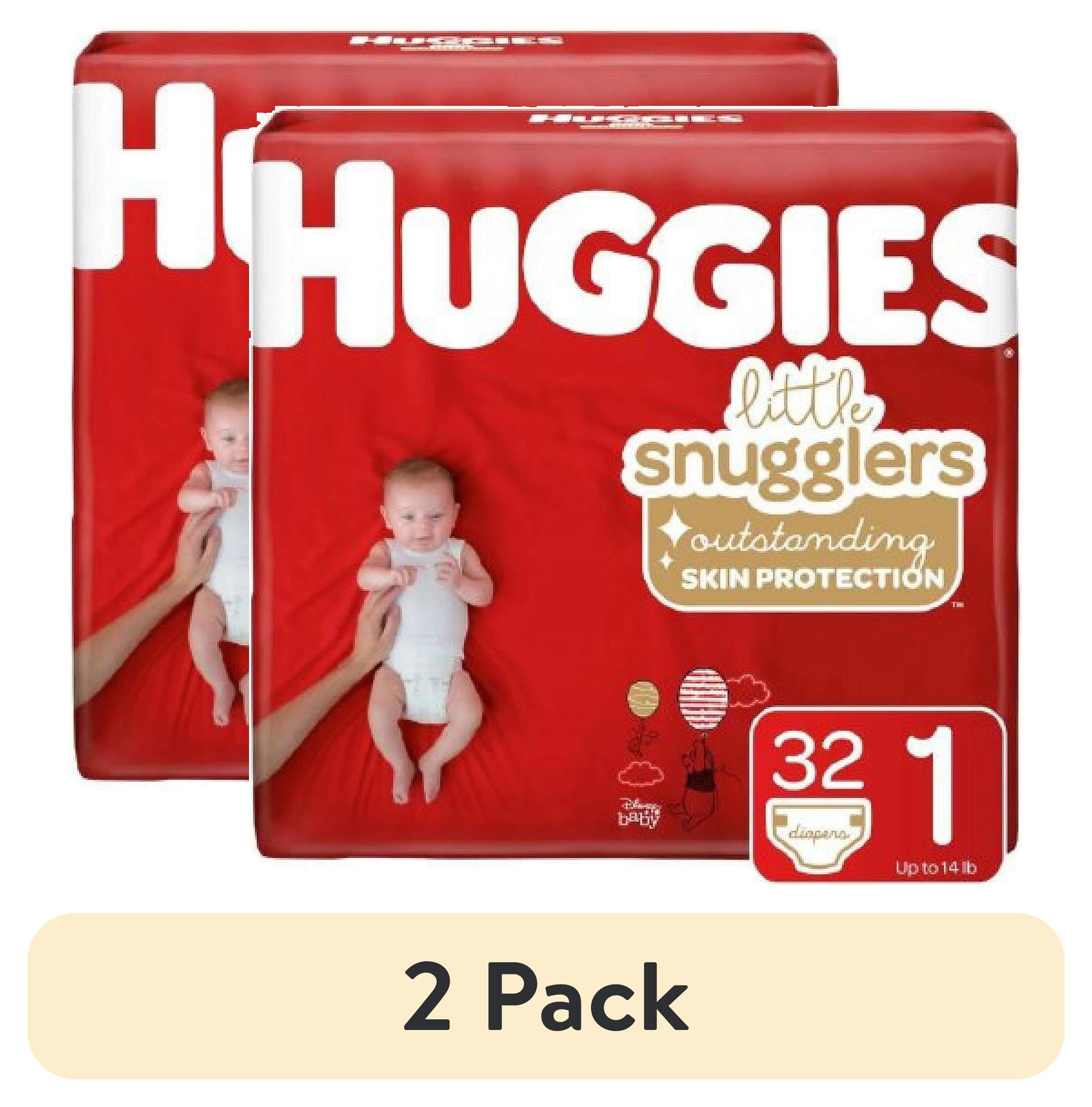 (2 pack) Huggies Little Snugglers Diapers, Heavy Absorbency, Size 1 (8 ...