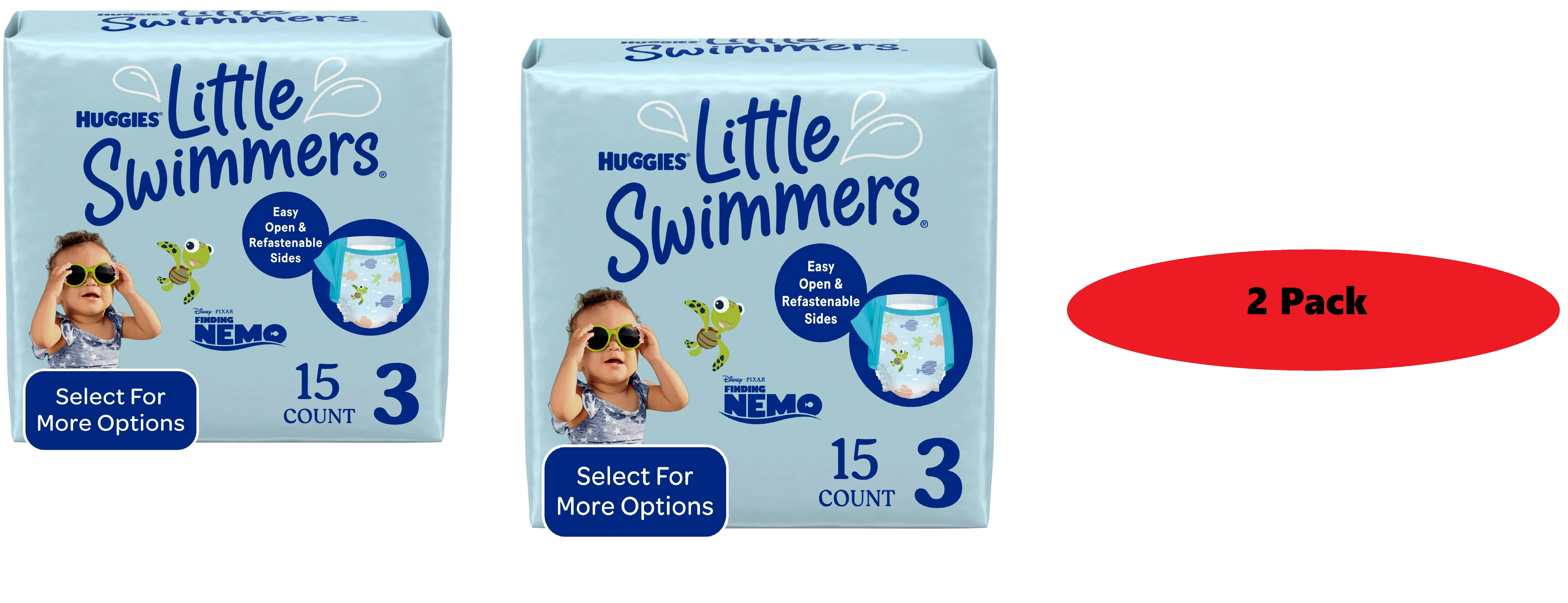 (2 pack)Huggies Little Swimmers Disposable Swim Diapers, Size 3 (16-26 ...