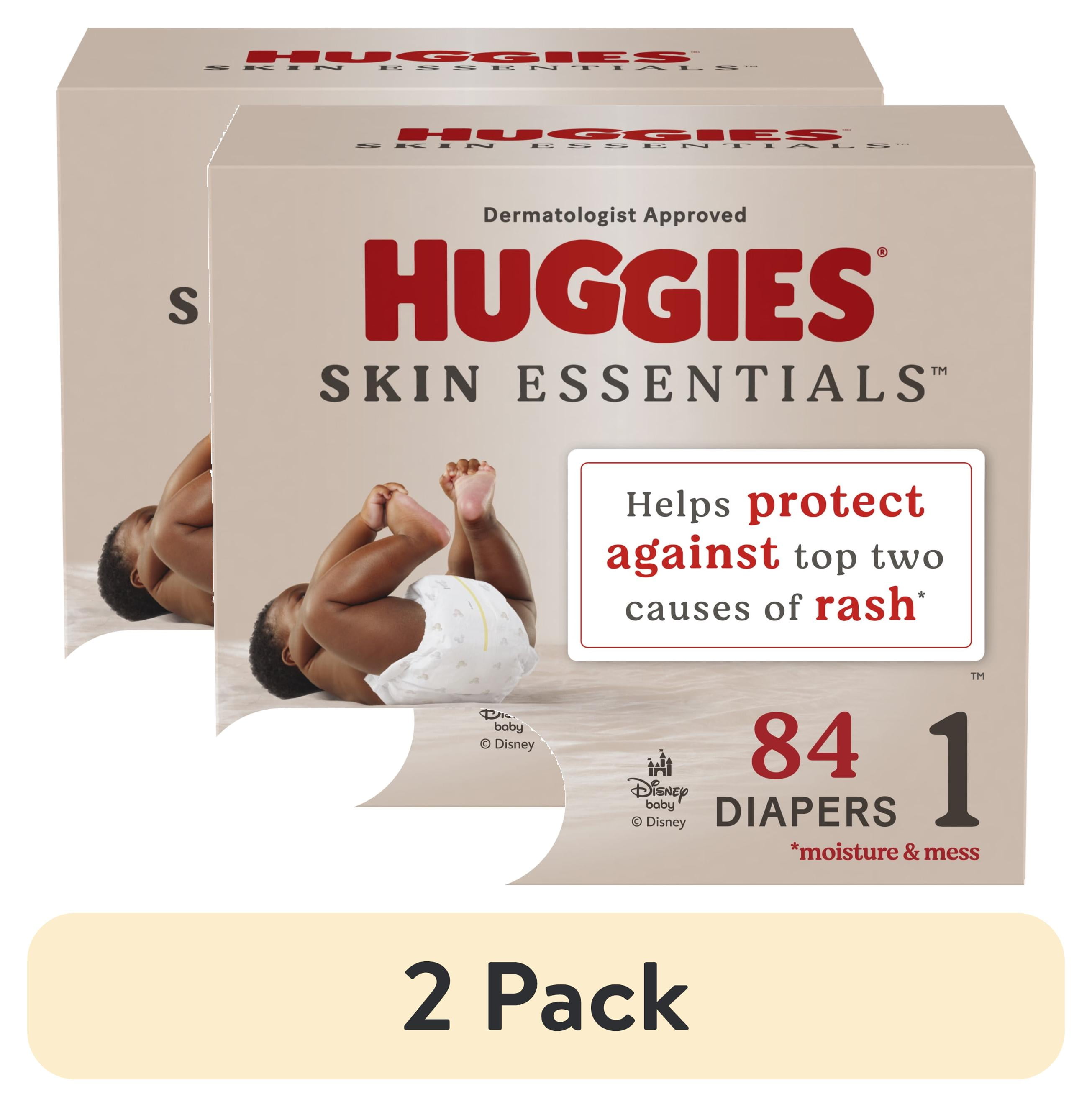 (2 pack) Huggies Skin Essentials Baby Diapers for Sensitive Skin, Size 1 (8-14 lbs), 84 Ct ...