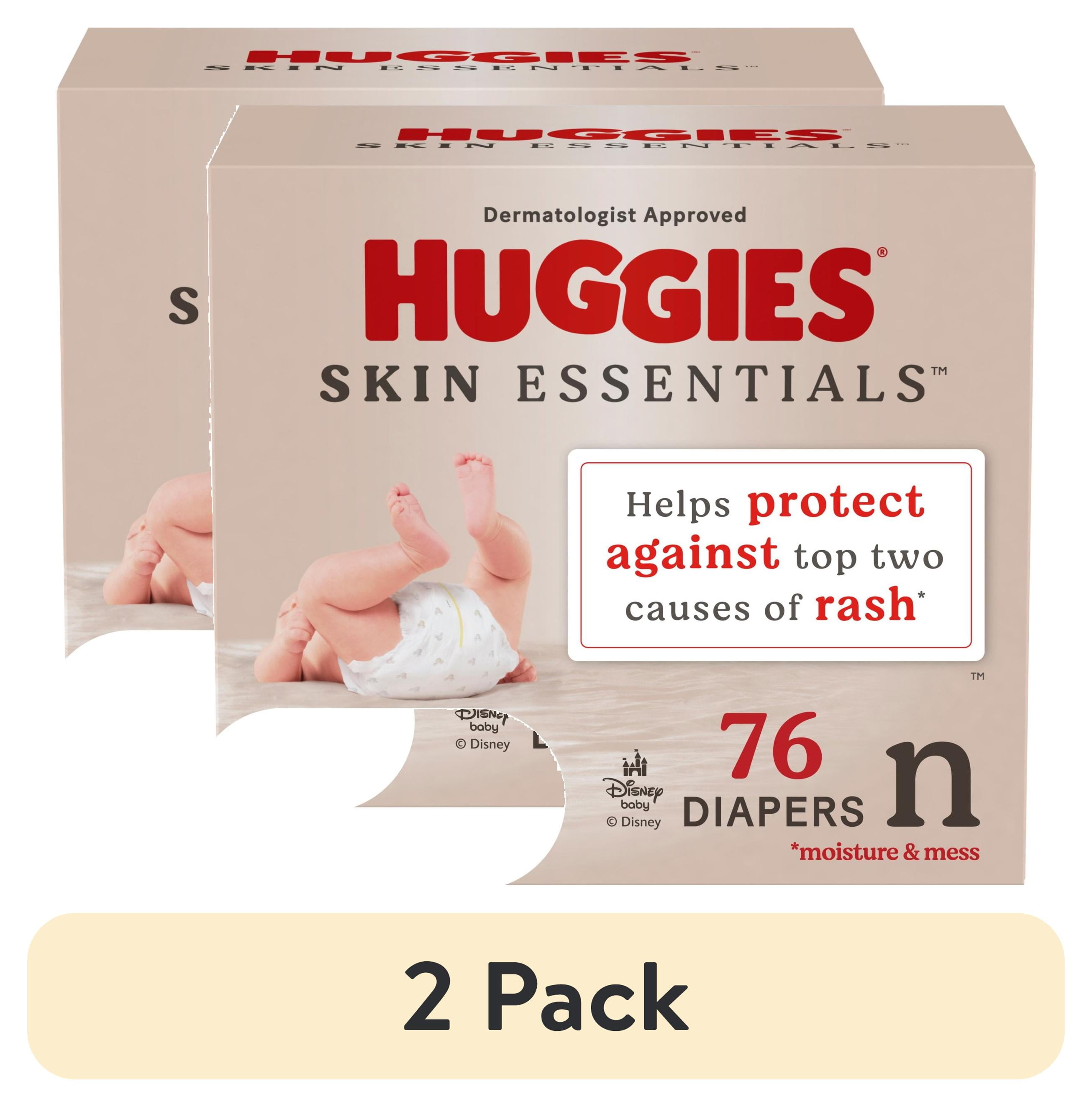 (2 pack) Huggies Skin Essentials Sensitive Skin Baby Diapers, Size ...