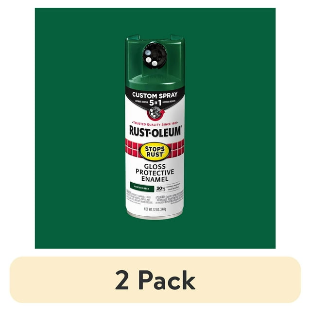 (2 pack) Hunter Green, Rust-Oleum Stops Rust Custom Sprays 5 in 1 Gloss ...