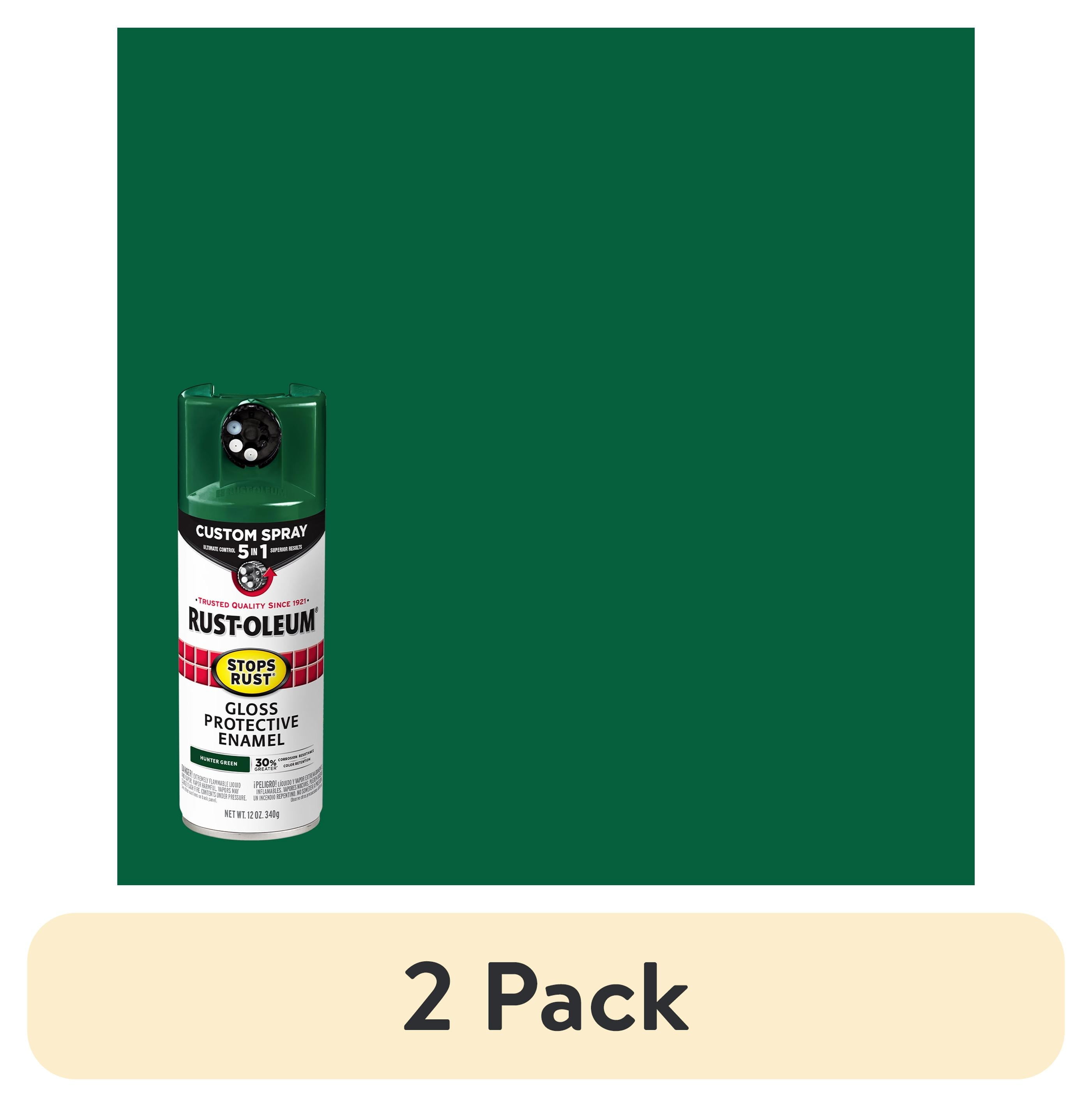 (2 pack) Hunter Green, Rust-Oleum Stops Rust Custom Sprays 5 in 1 Gloss ...