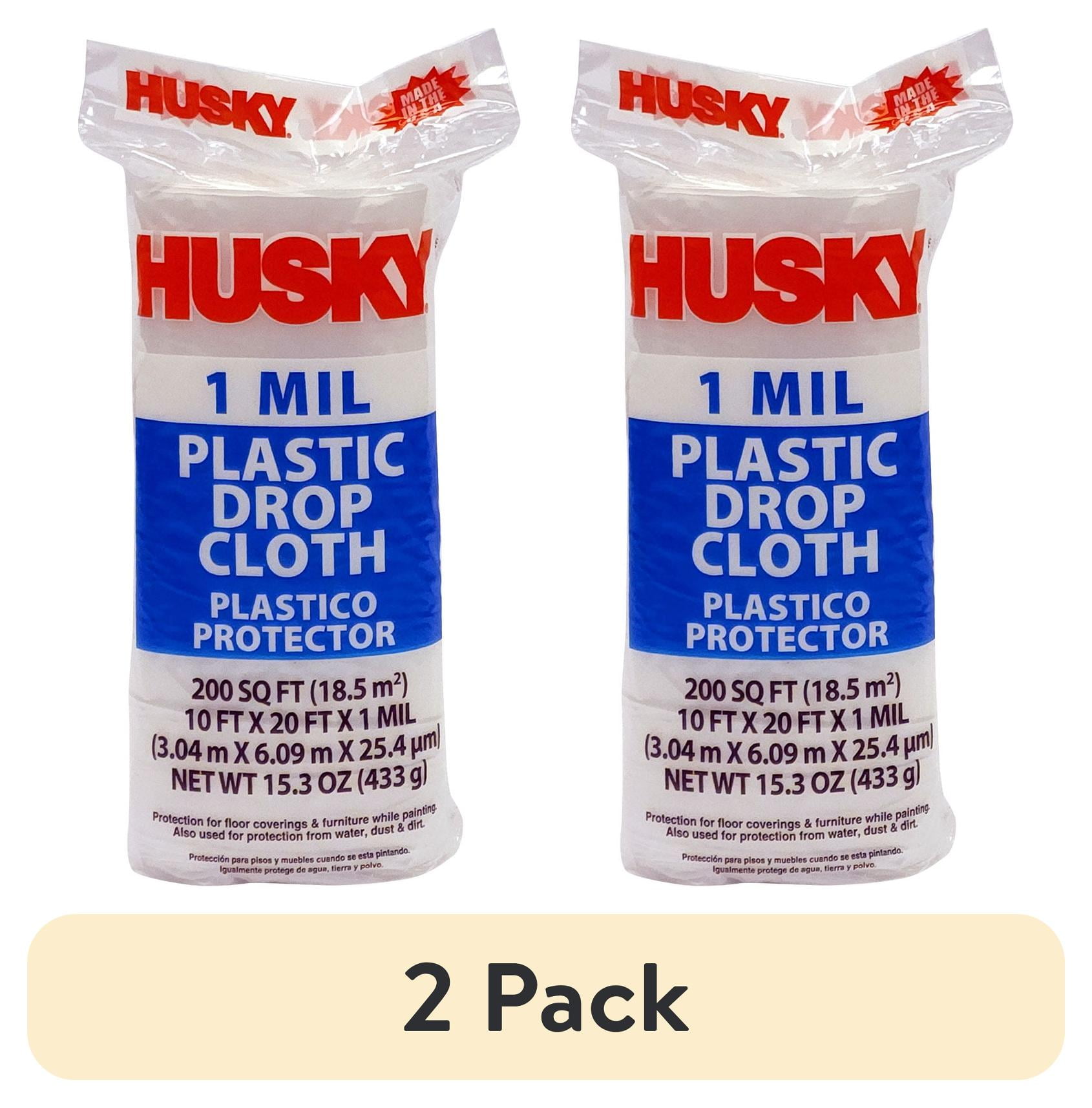 (2 pack) Husky 1 Mil Clear Plastic Drop Cloth, 10' x 20' - Walmart.com