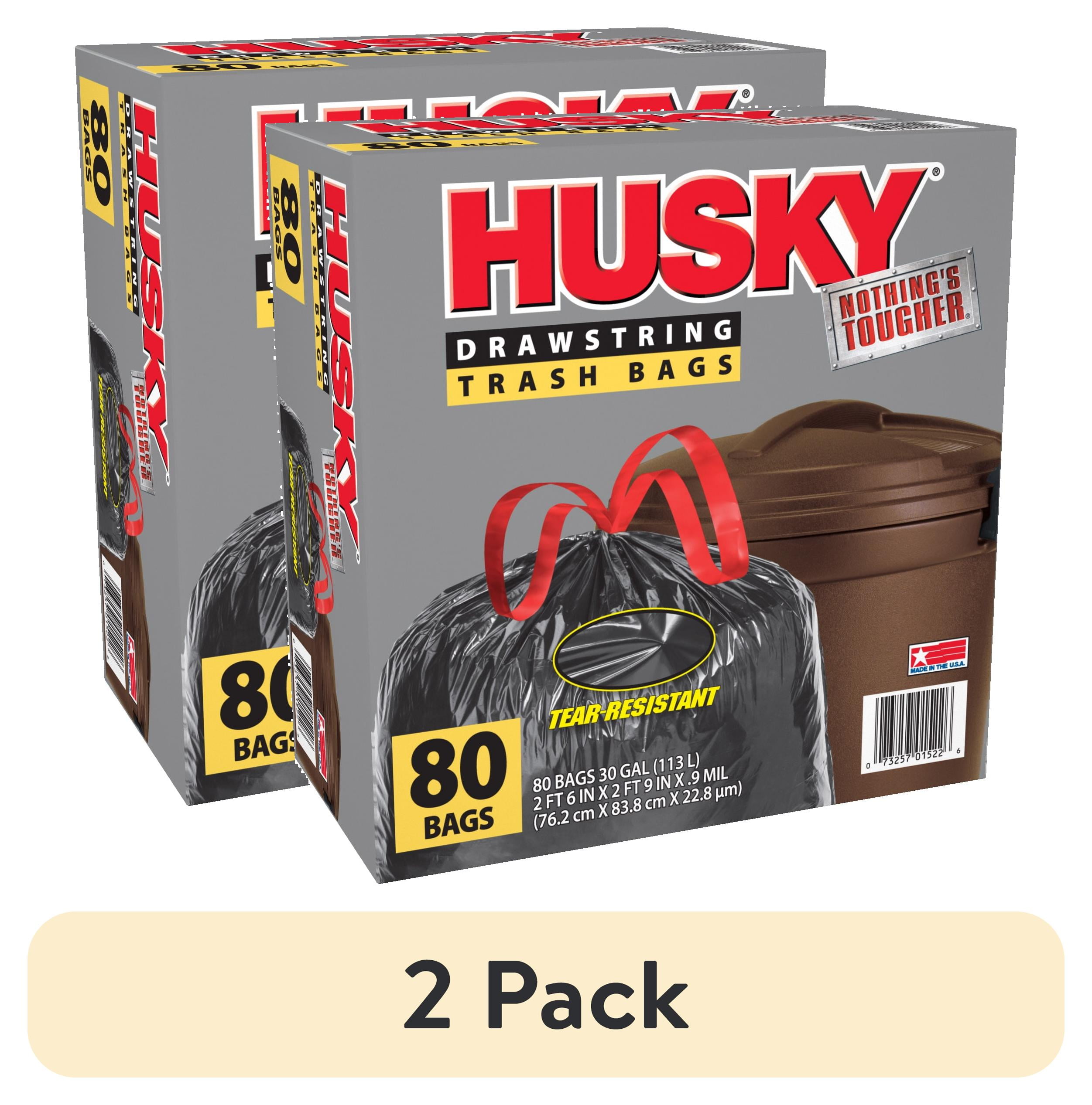 (2 pack) Husky Large Trash Bags, 30 Gallon, 80 Black Bags (Unscented ...