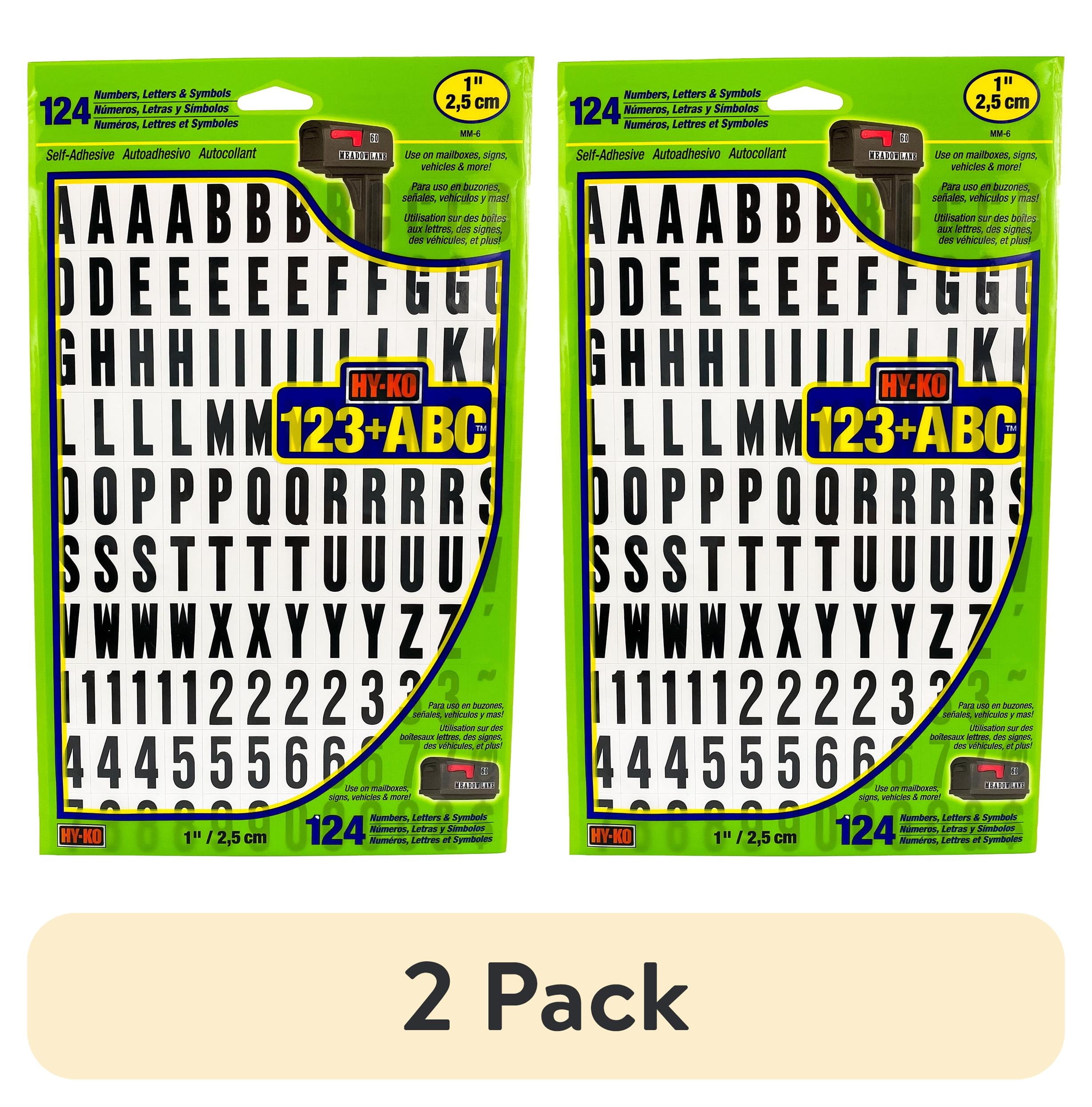 (2 pack) Hy-Ko 1" Vinyl Black and White Self-Adhesive Sticker Letters ...