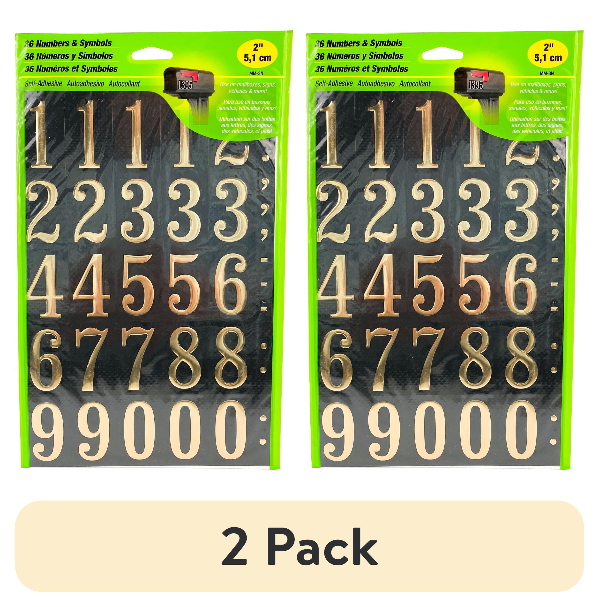 (2 pack) Hy-Ko 2-Inch Vinyl Black and Gold Self-Adhesive Number ...