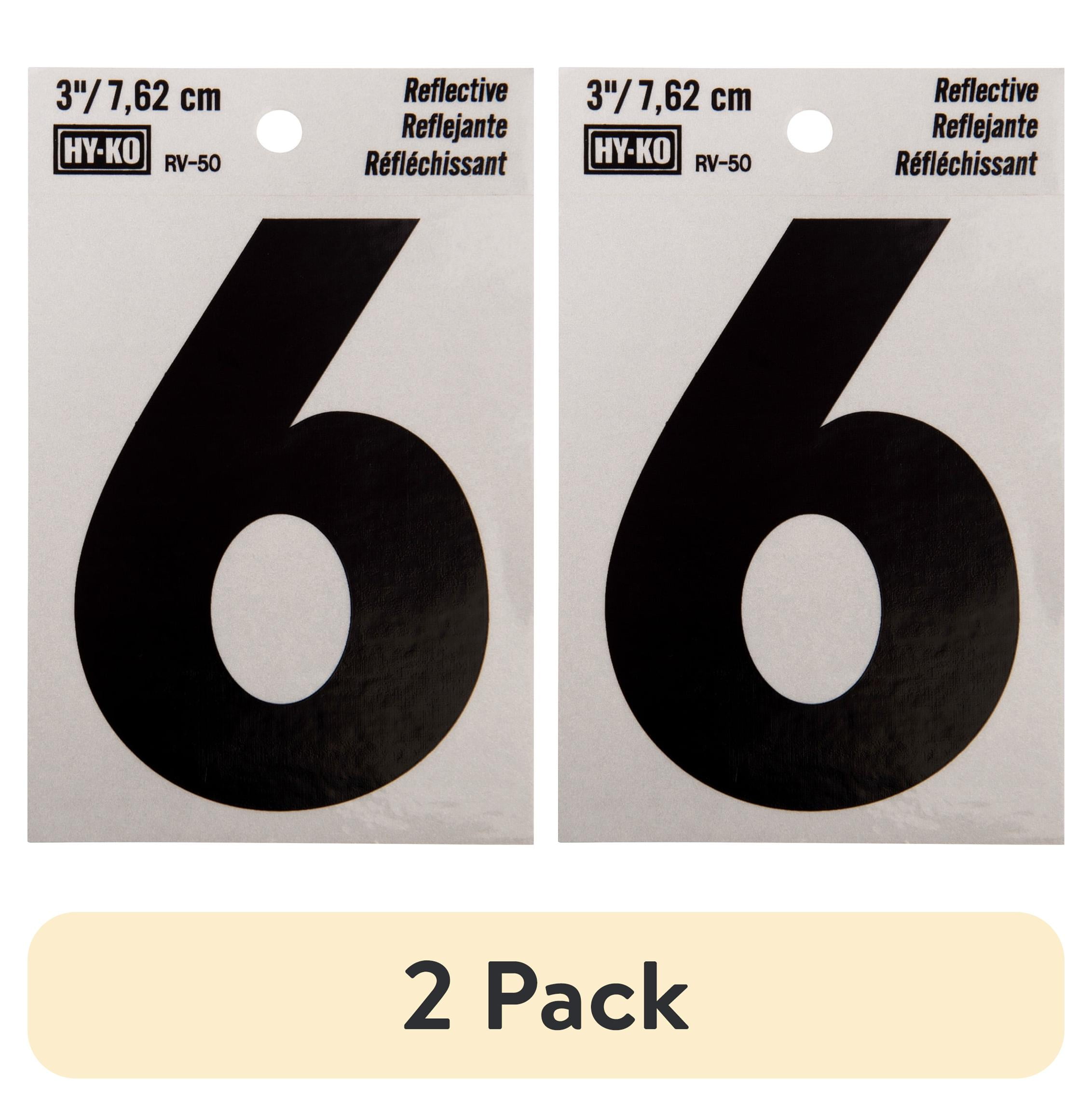 (2 pack) HY-KO 3" Reflective Vinyl Number 6 - Walmart.com