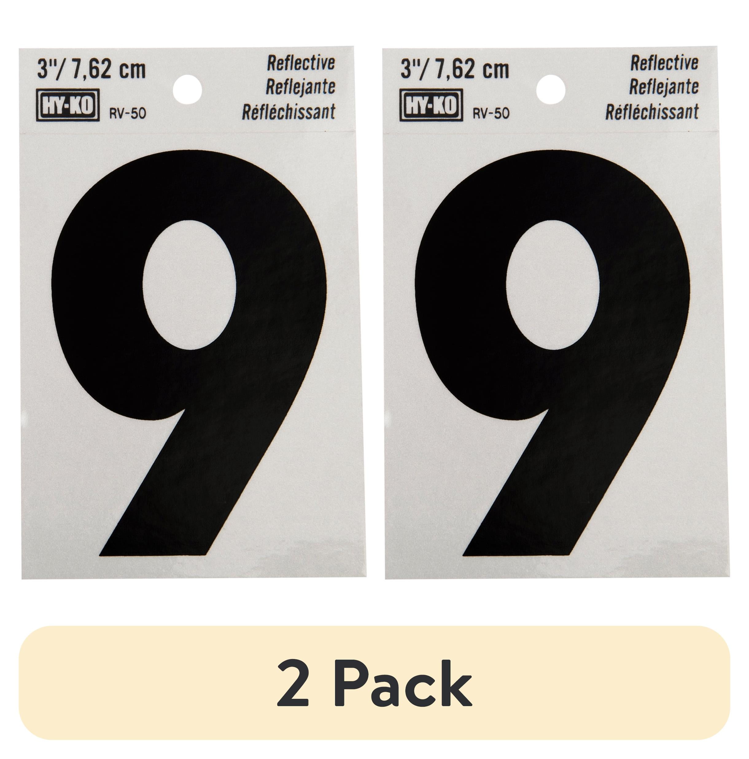 (2 pack) Hy-Ko 3-inch Reflective Vinyl Number 9, Self-Adhesive, Weather ...
