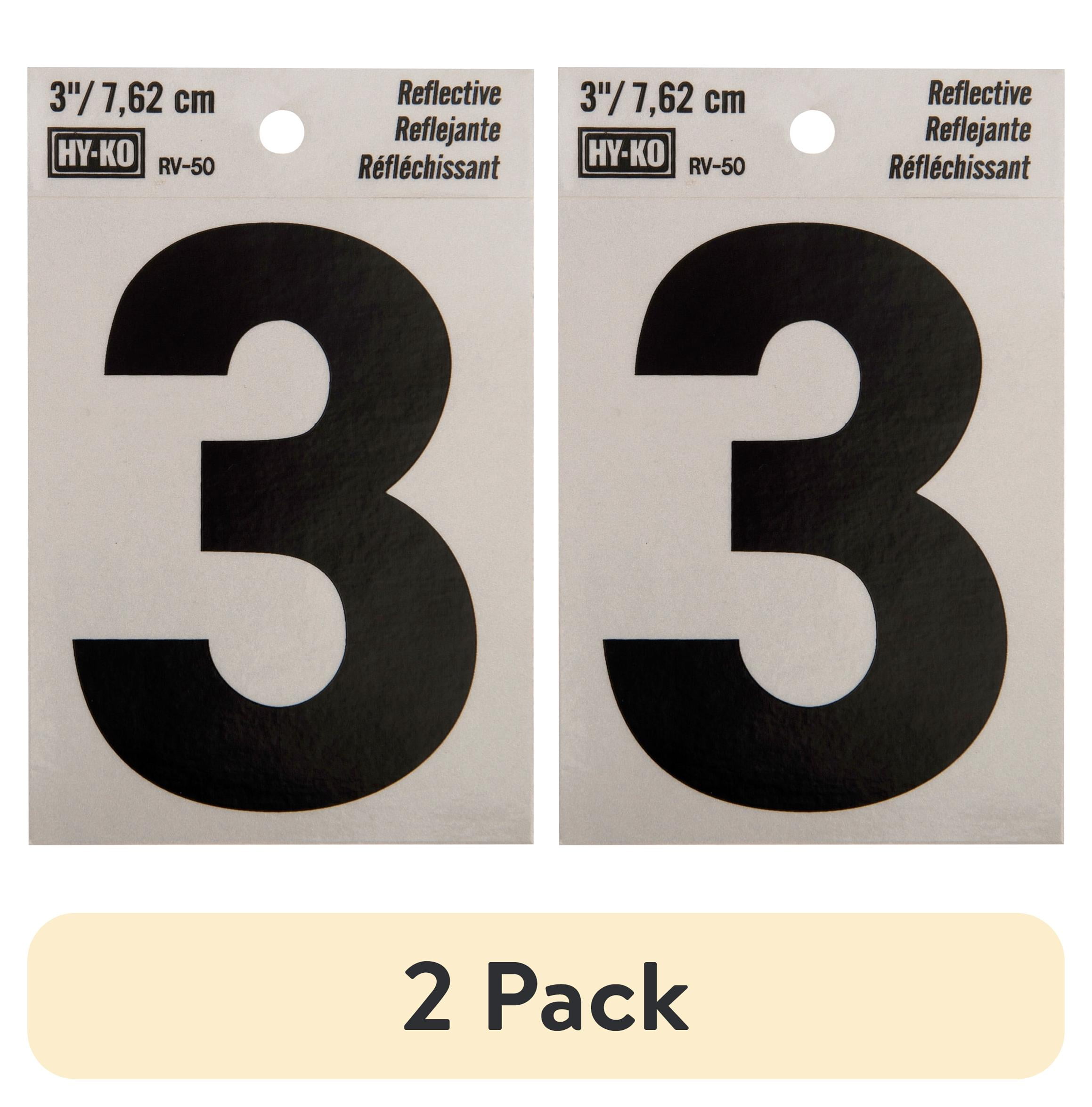 (2 pack) HY-KO 3" Reflective Vinyl Number 3 - Walmart.com