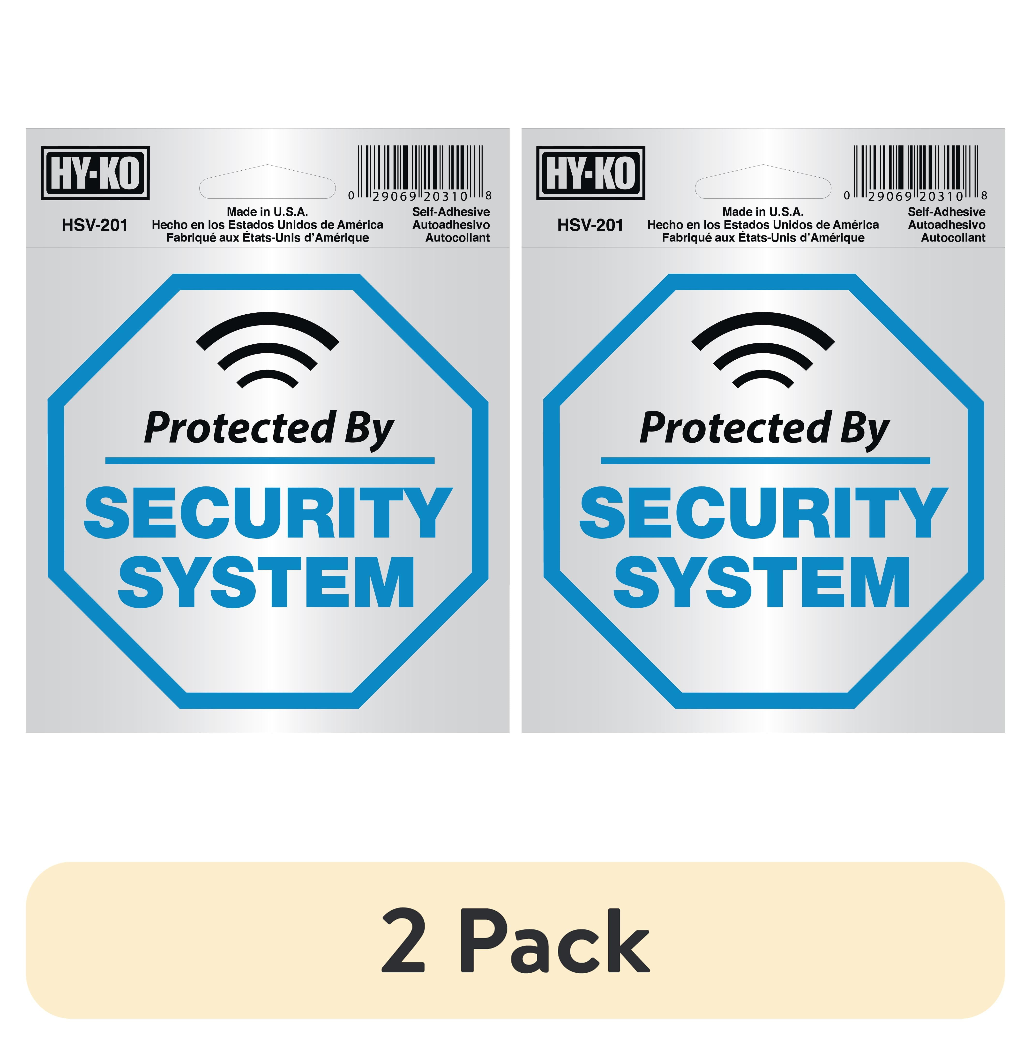 (2 pack) Hy-Ko Vinyl Security System Sign, 4x4 inch, Self-adhesive Door ...