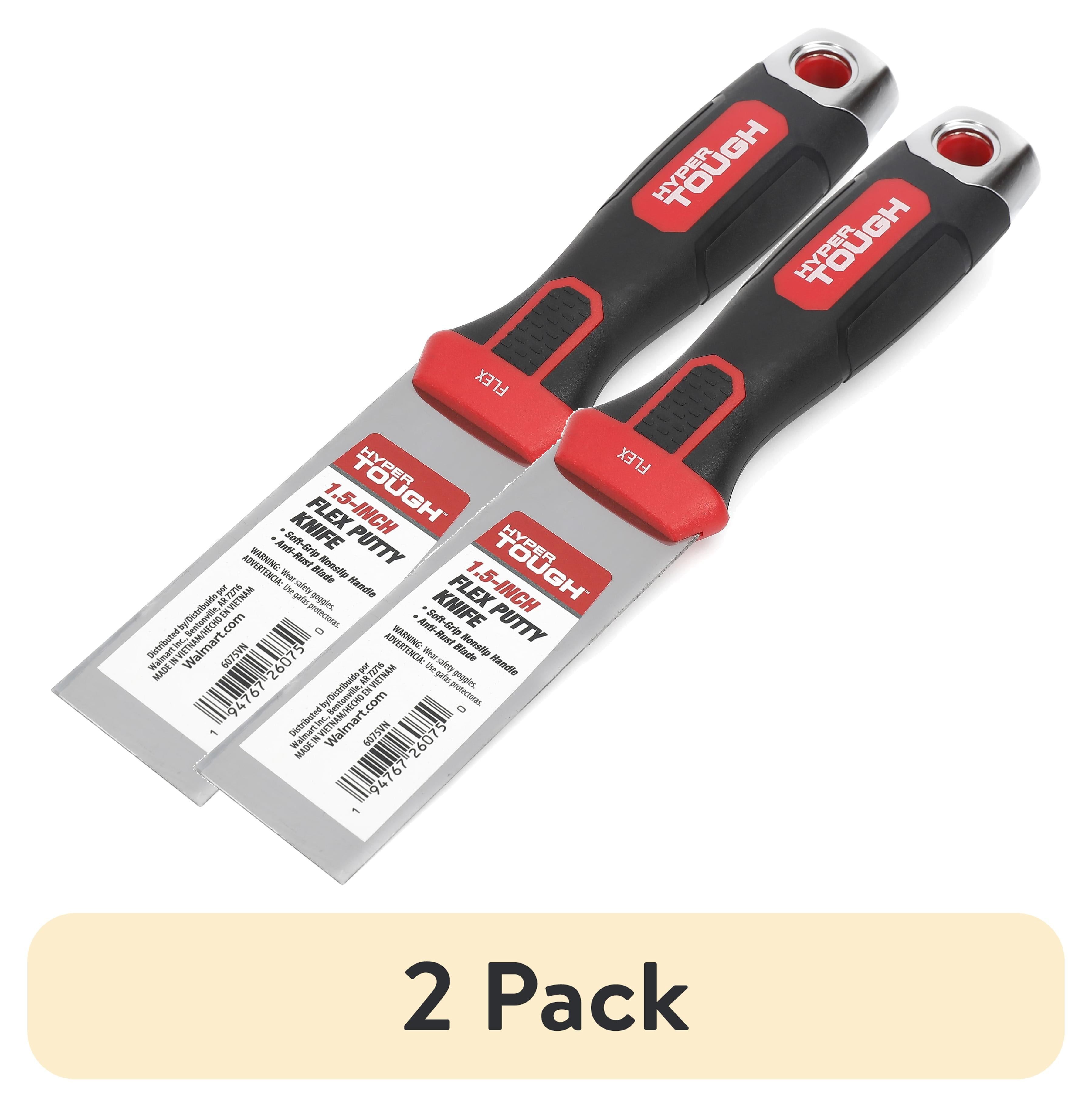 (2 pack) Hyper Tough 1.5 inch Soft Grip Flex Steel Putty Knife ...