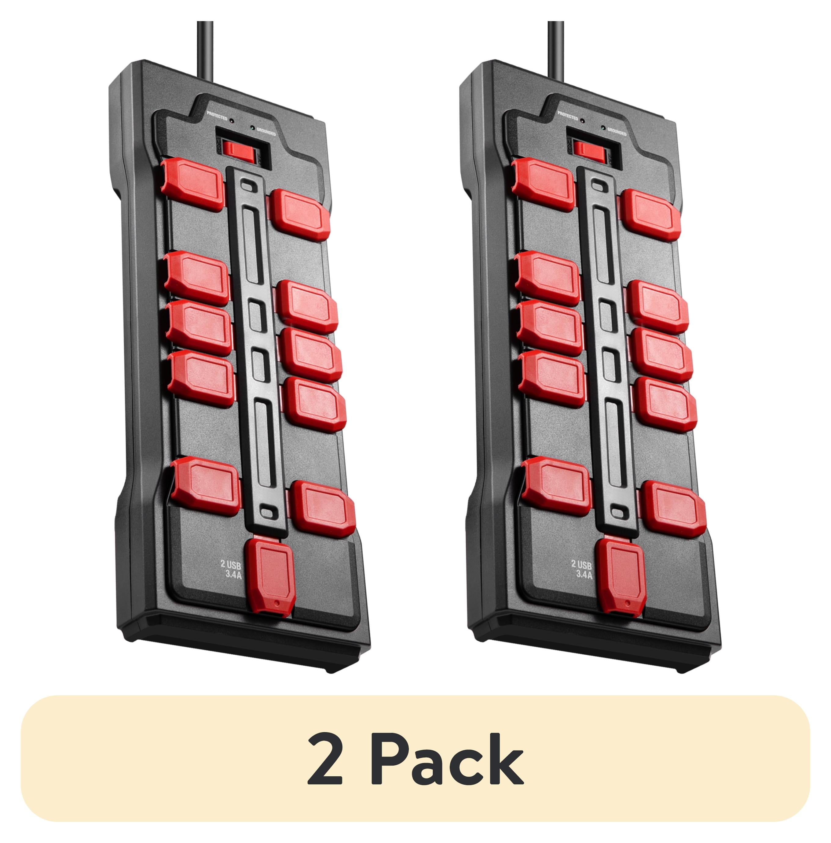 (2 pack) Hyper Tough Surge Protector Power Strip with Usb, 10 Safety ...