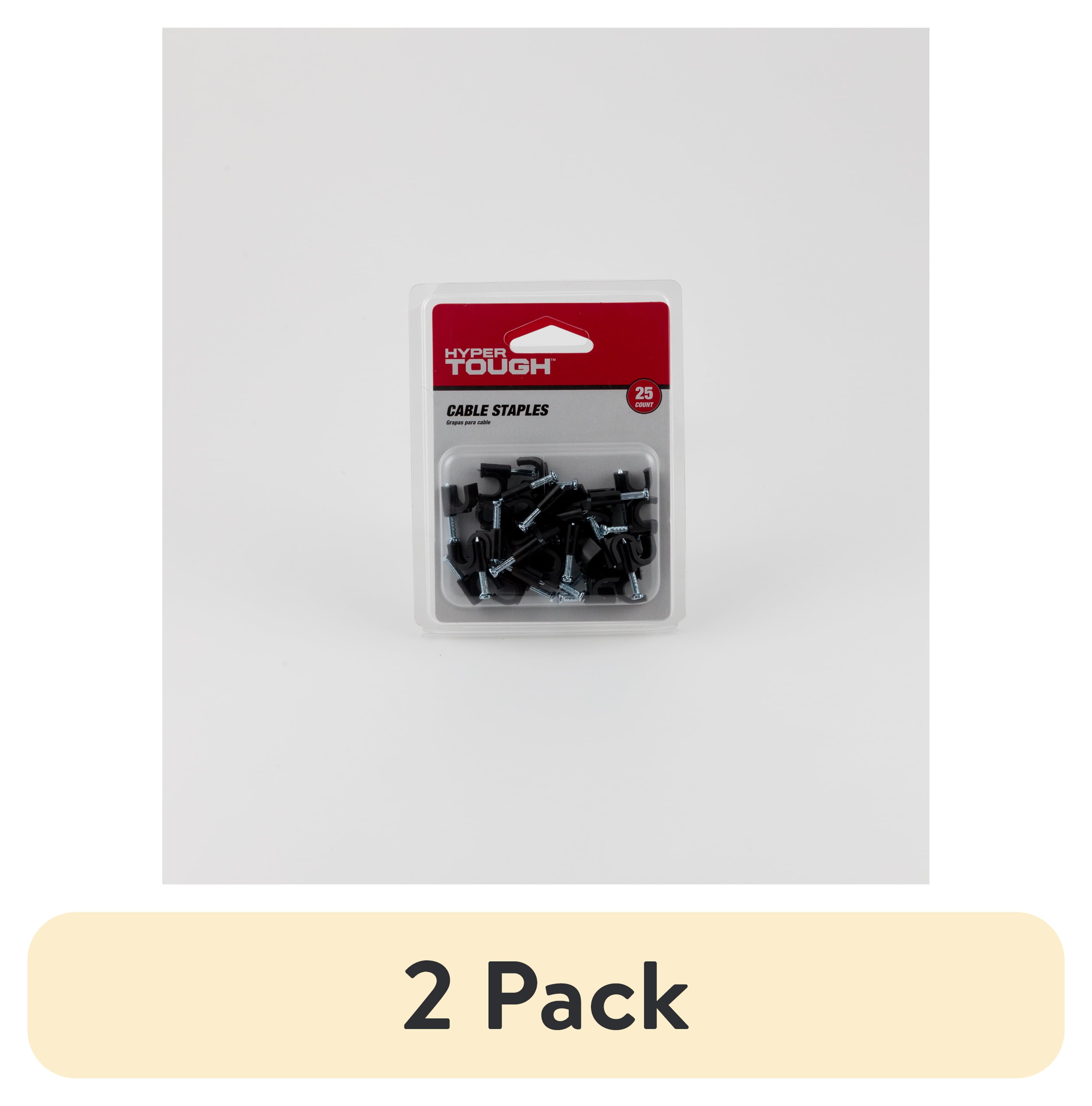 (2 pack) Hyper Tough 25 Piece Coaxial Cable Staples, Black, Cable Clips ...