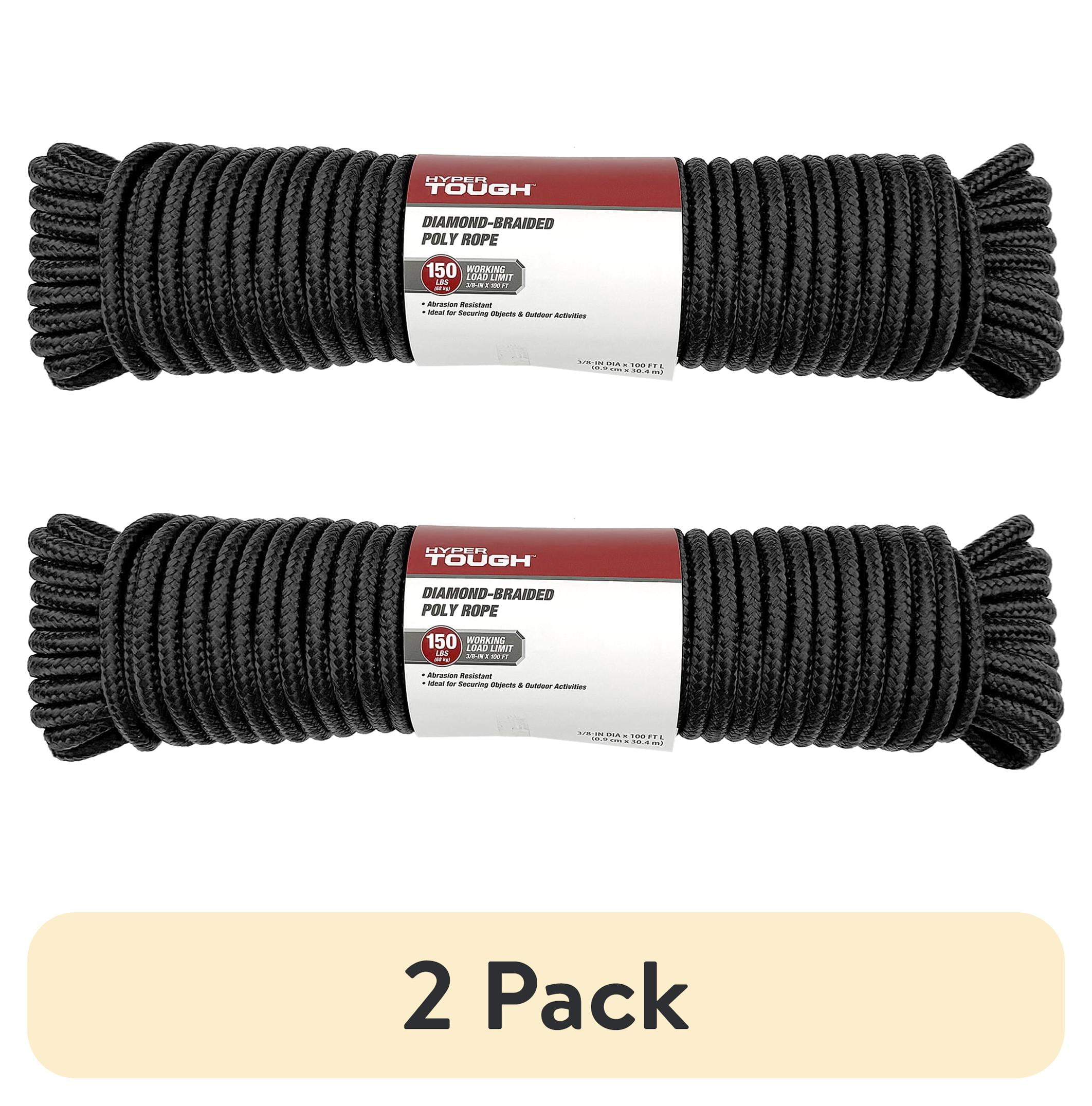 (2 pack) Hyper Tough 3/8 inch x 100 ft, Diamond Braided Polypropylene ...