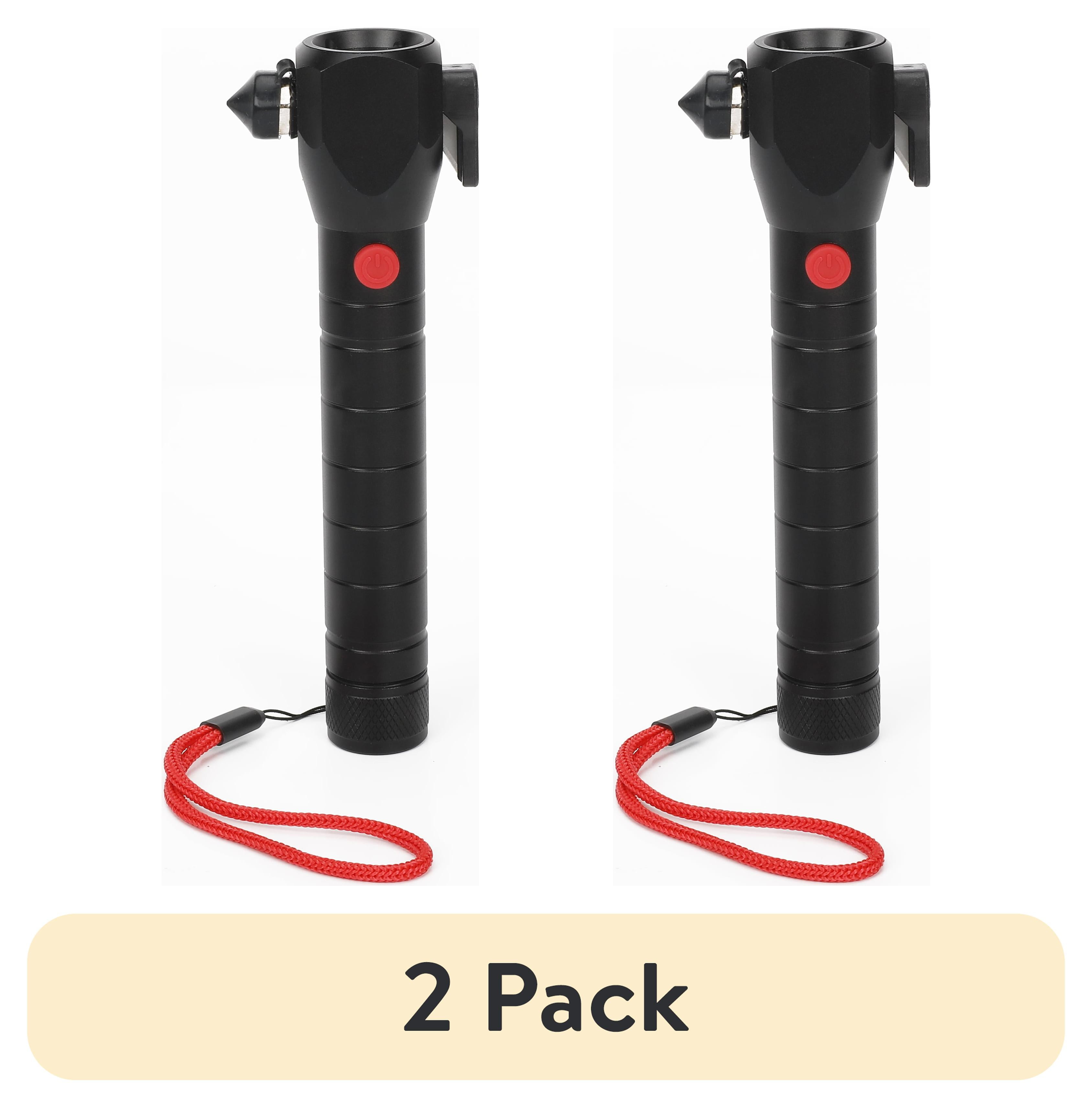 (2 pack) Hyper Tough 3-in-1 LED Flashlight with Seatbelt Cutter and ...