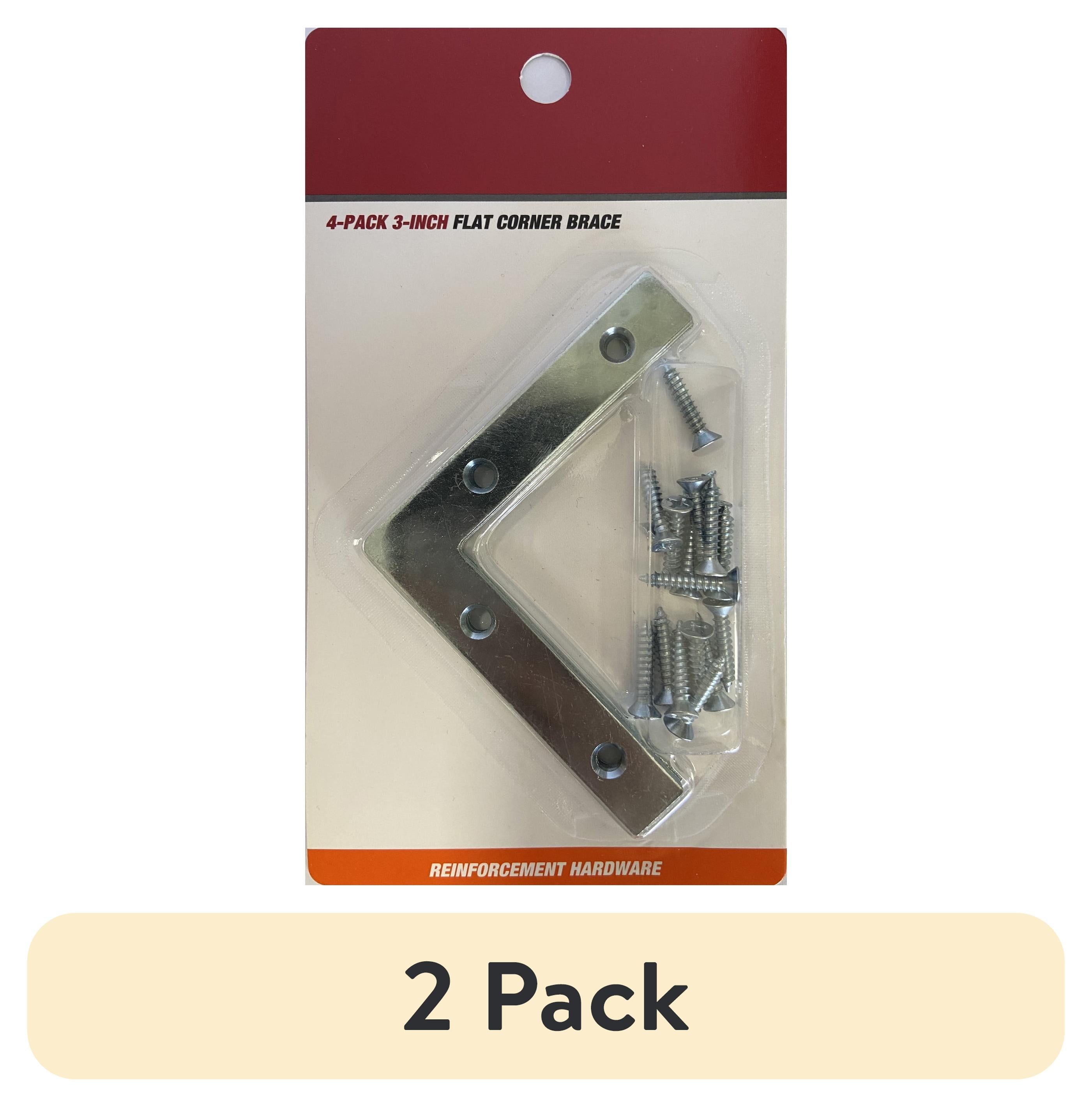 (2 pack) Hyper Tough 3 in. x 3 in. Flat Corner Brace, Steel, Zinc ...
