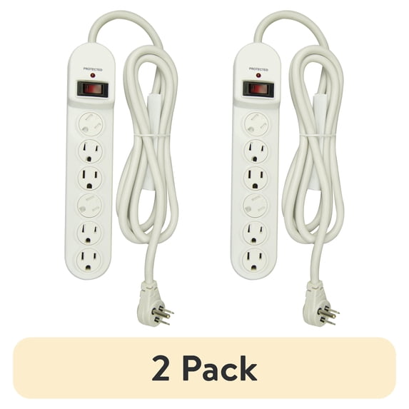 (2 pack) Hyper Tough 6-Outlet Surge Protector with 900-Joule Protection ...