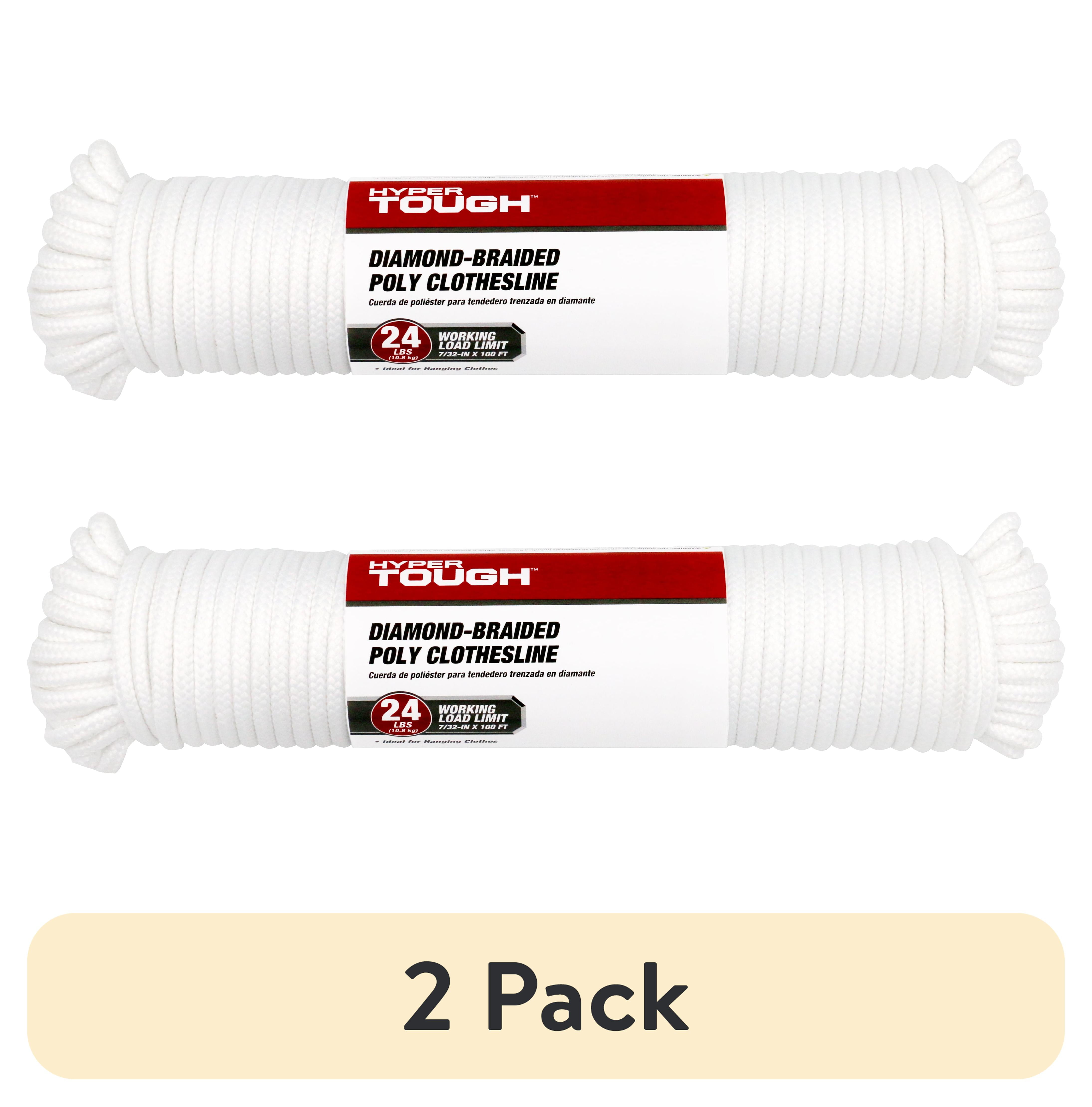 (2 pack) Hyper Tough 7/32” Standard Diamond Braided Poly Clothes Line ...