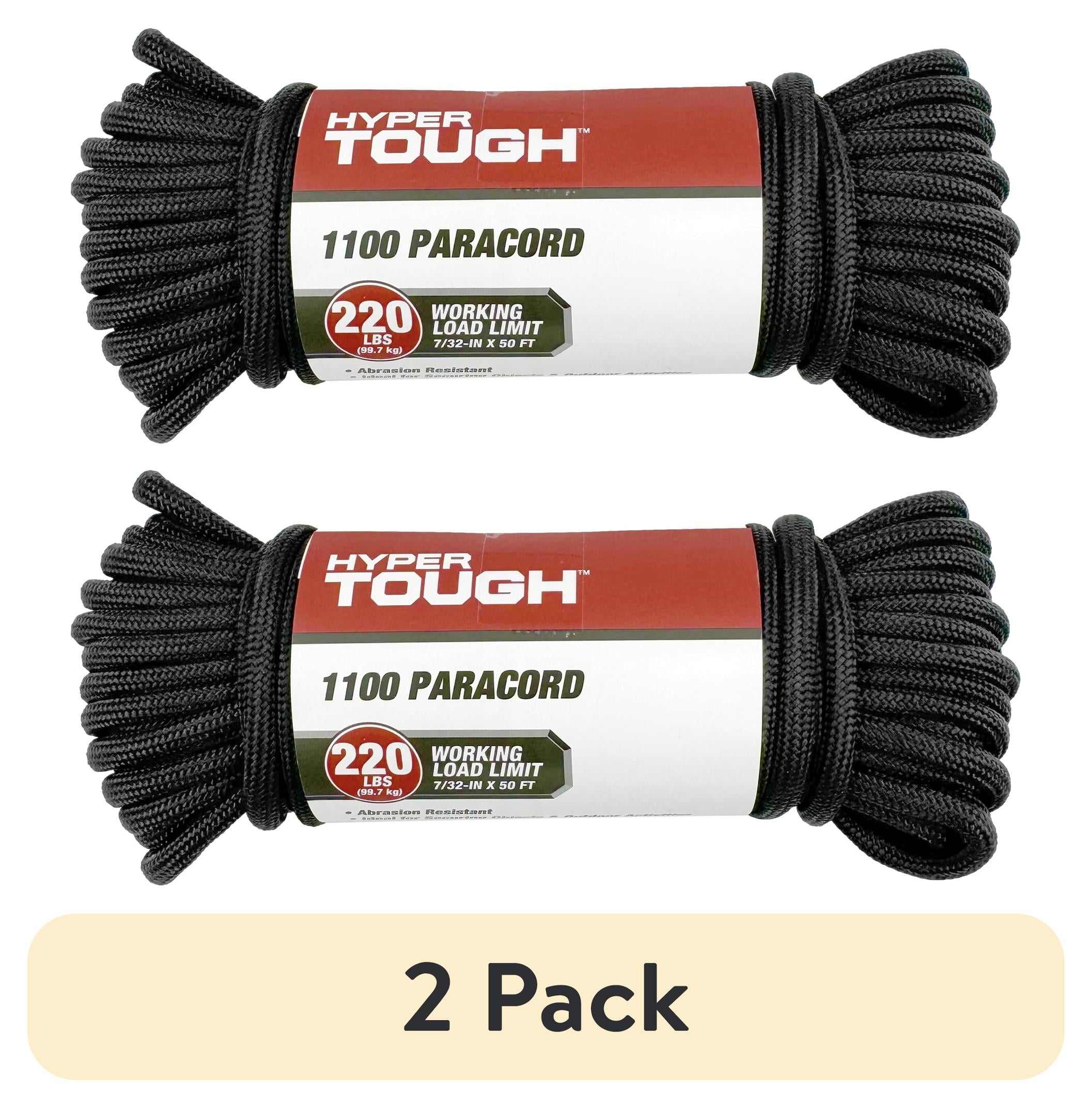 (2 pack) Hyper Tough 7/32 inch x 50 ft, 1100 Paracord, Black - Walmart.com