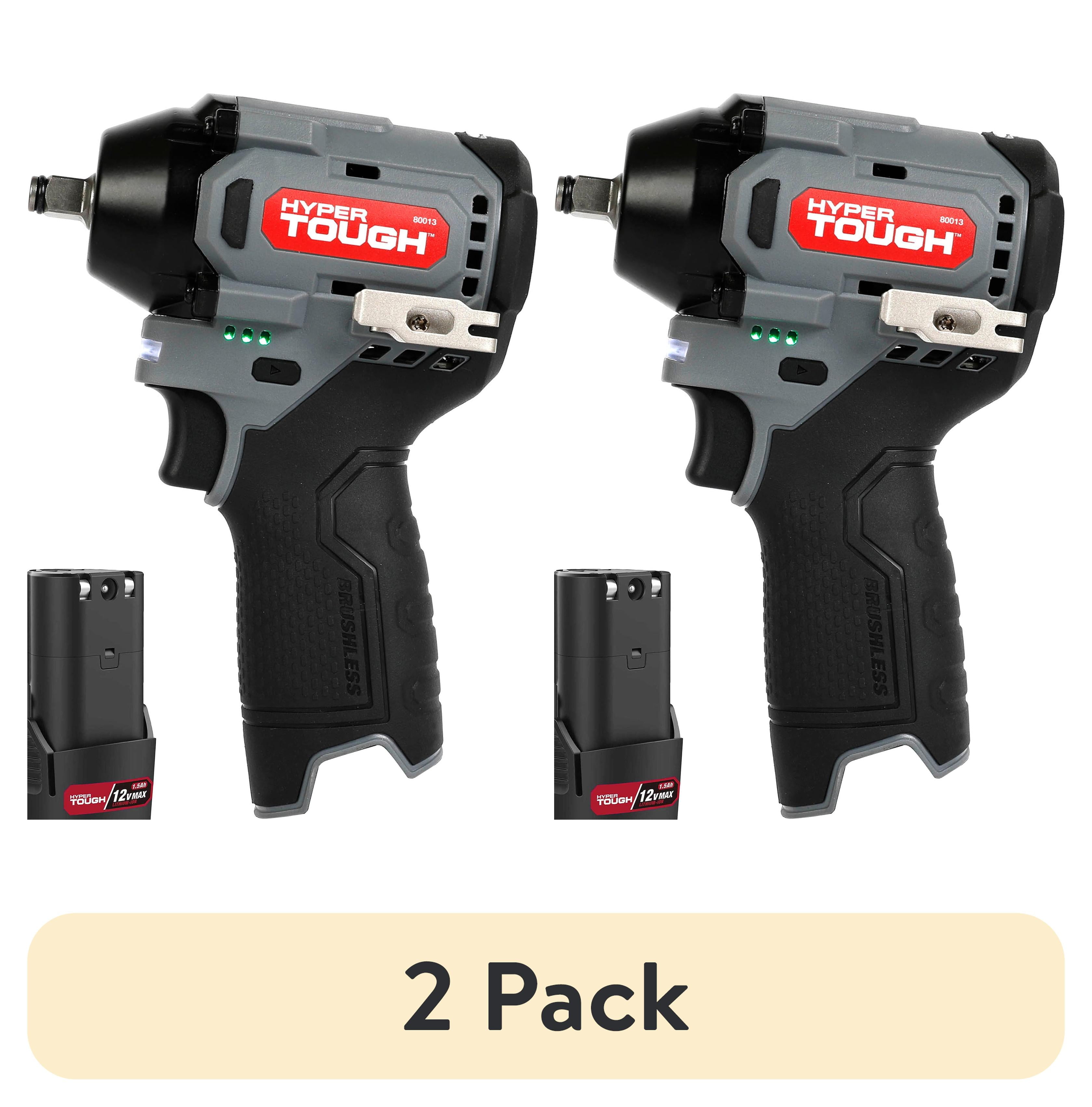 (2 pack) Hyper Tough 80013 12V, Max Brushless 3/8-inch Impact Wrench 2. ...